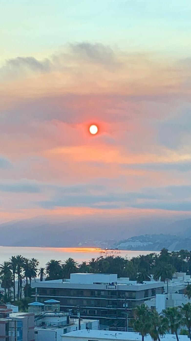 Sunset from hotel elevator. 