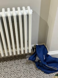 Hallway is narrow and filled with random furniture and cleaning and maintenance items. Every morning and afternoon.