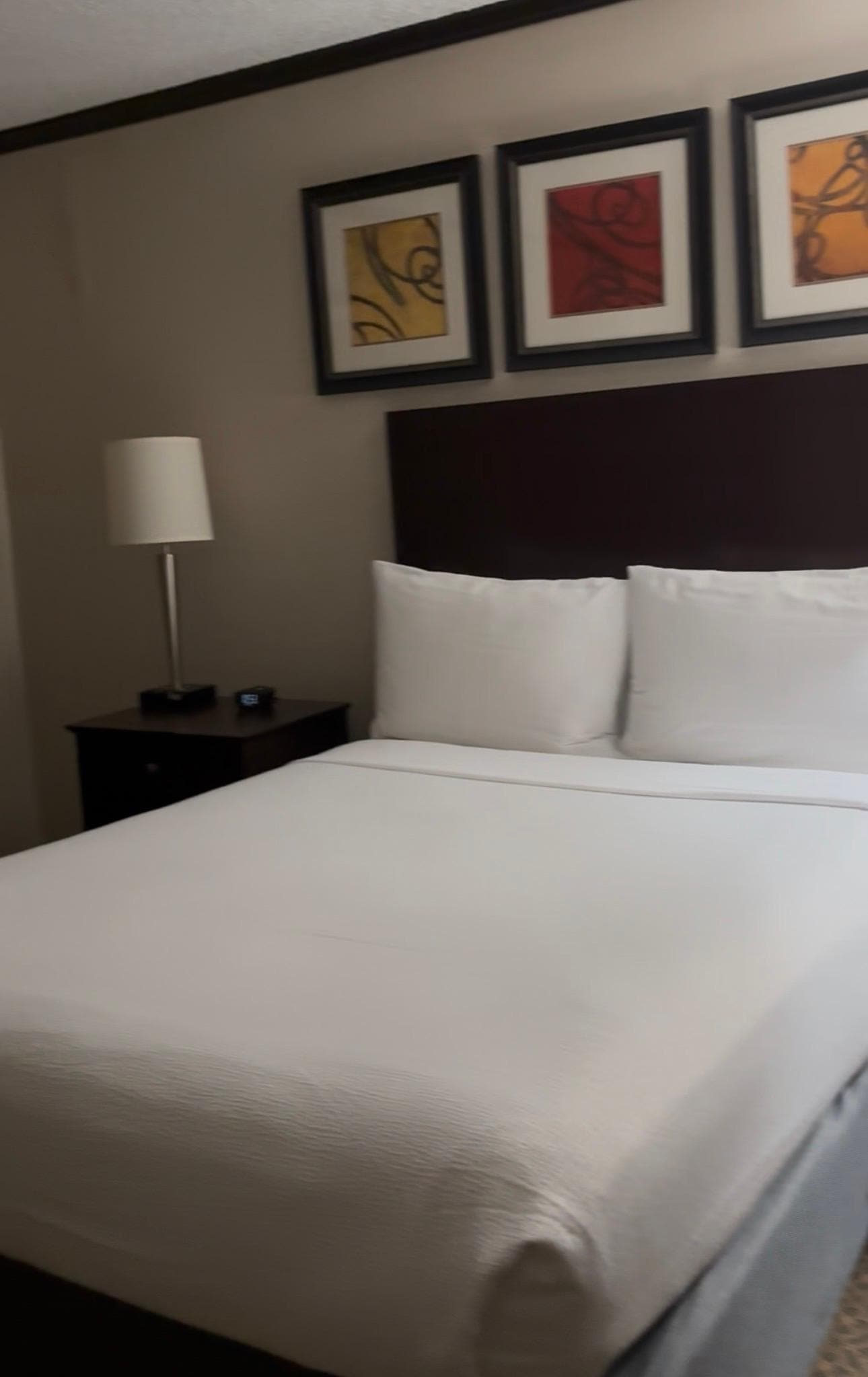 Bed is decent, wallpaper is peeling 