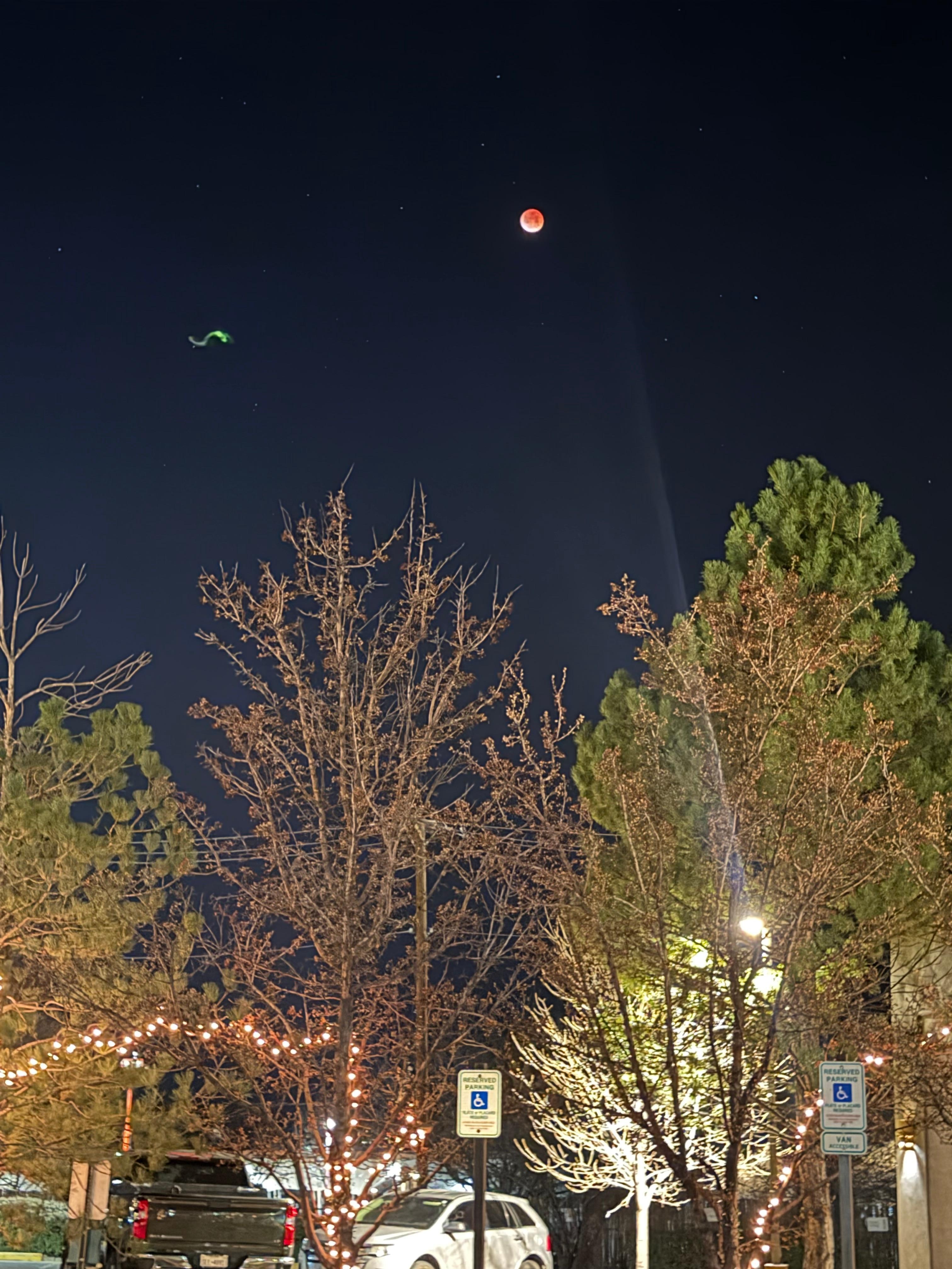 The lunar eclipse/blood moon right outside our room on the night we stayed.