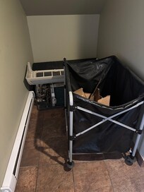 Just inside entry door. Not a good first impression.