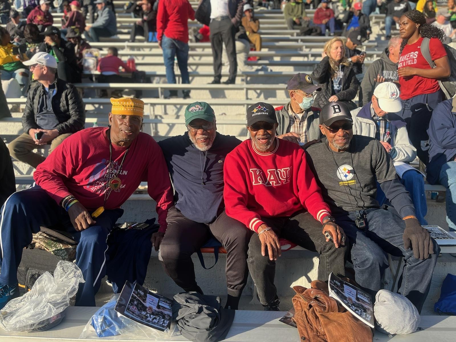 The Pittsburgh Crew at Franklin Field taking a picture after leaving the hotel for this event. 