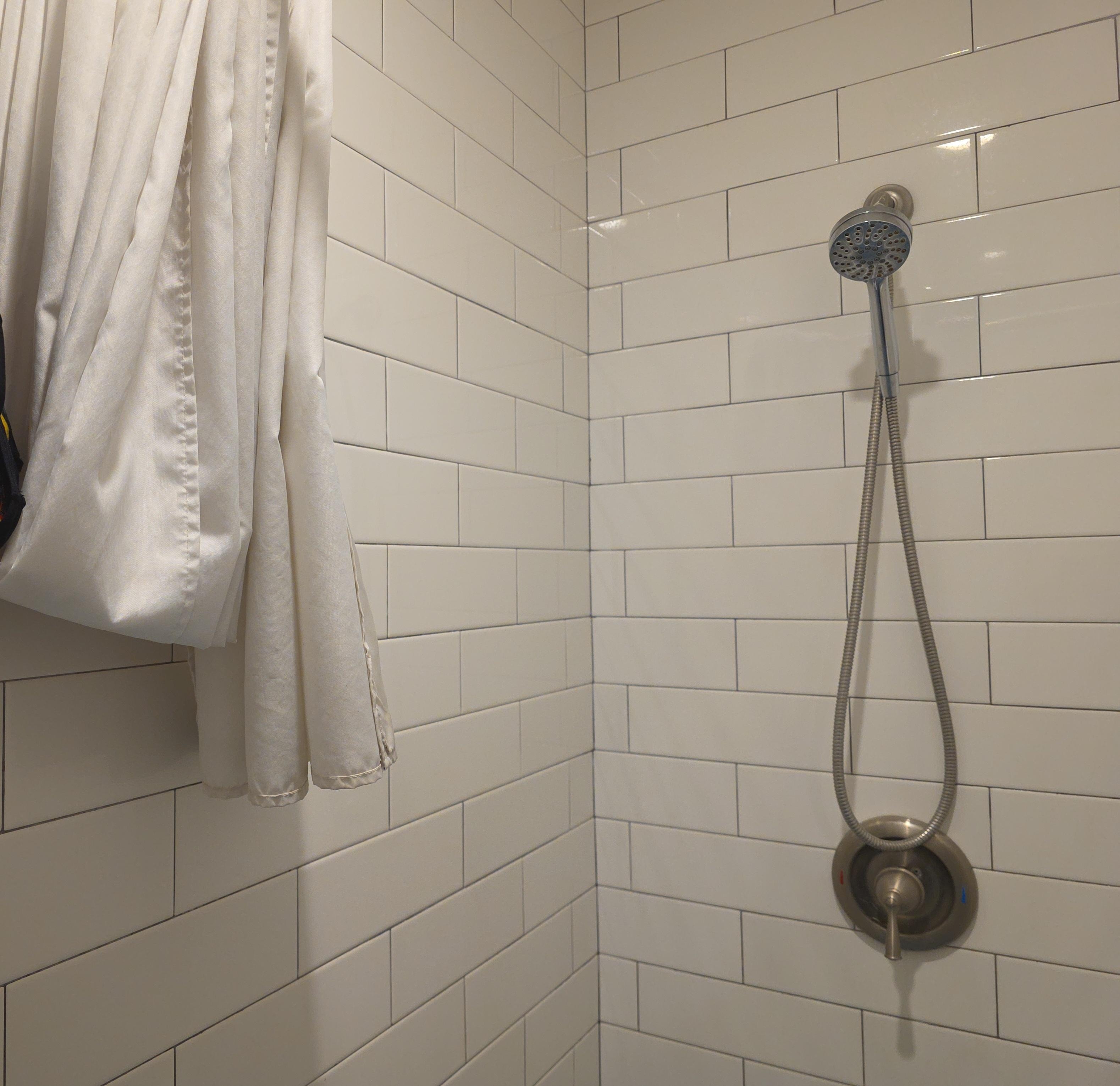 Nice private shower outside the room. 