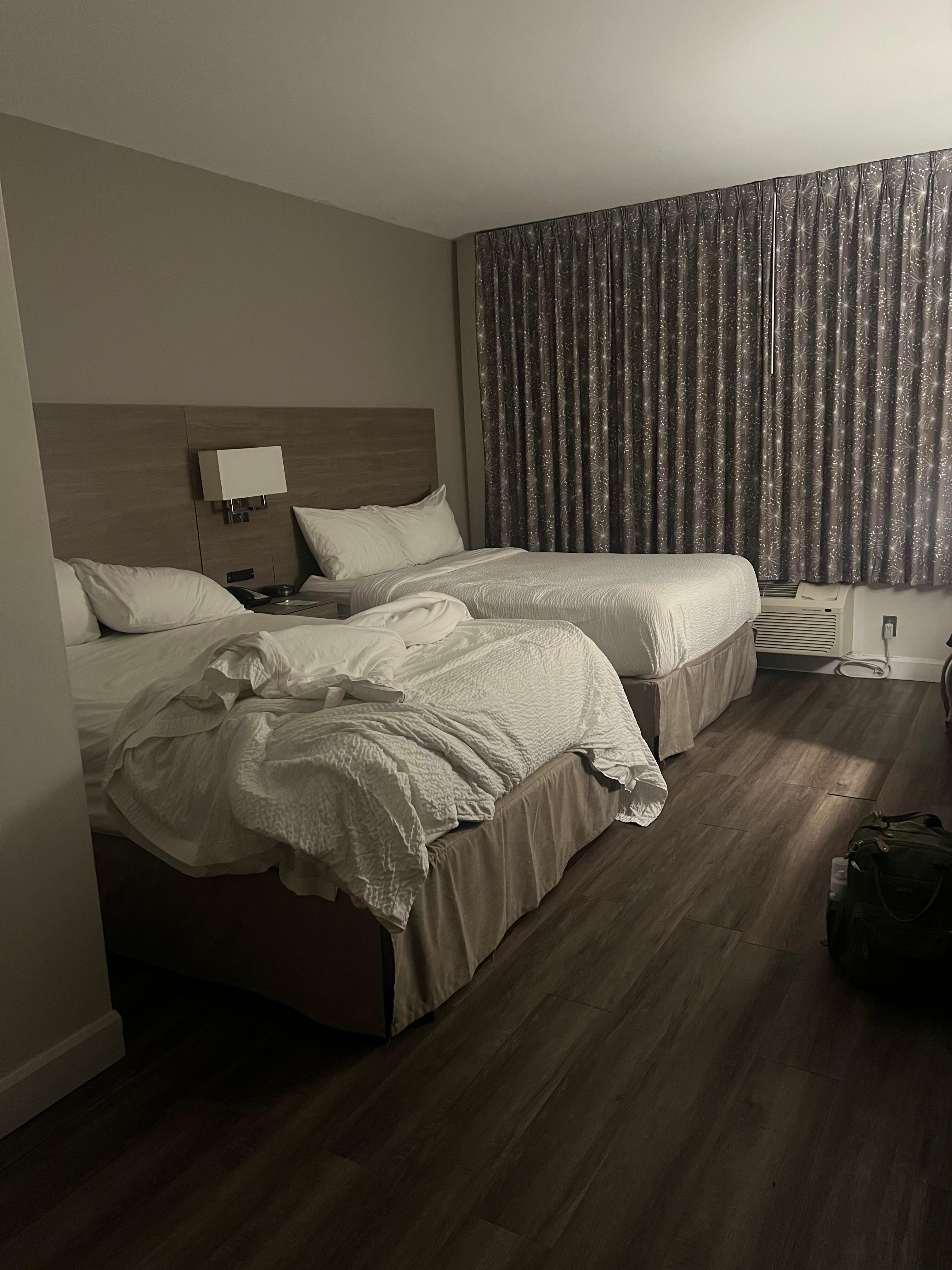 Room looks updated and clean but bedding wasn’t !