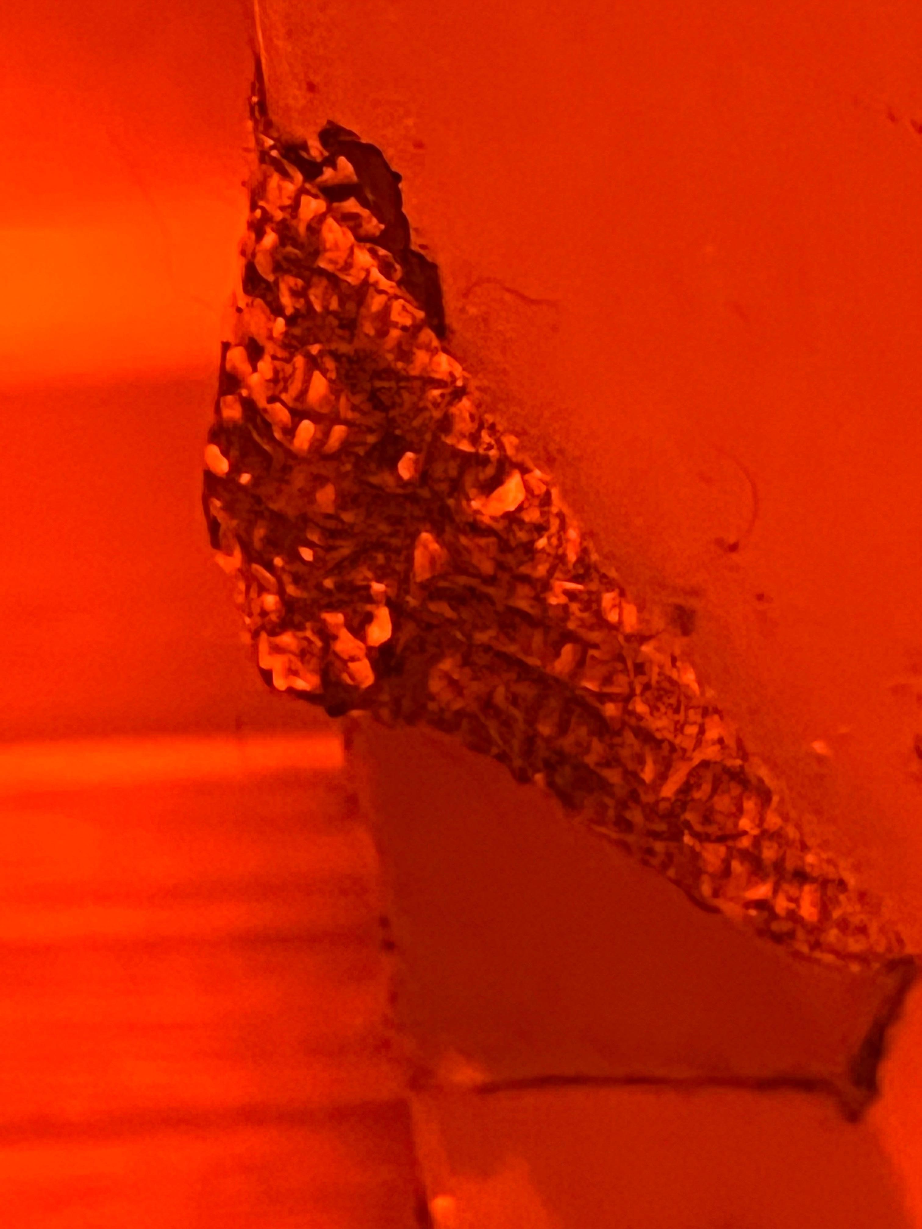 Duck tape on bottom of bathroom door. 