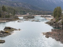There is a really long walkable bridge in Thompson Falls and these photos are from there