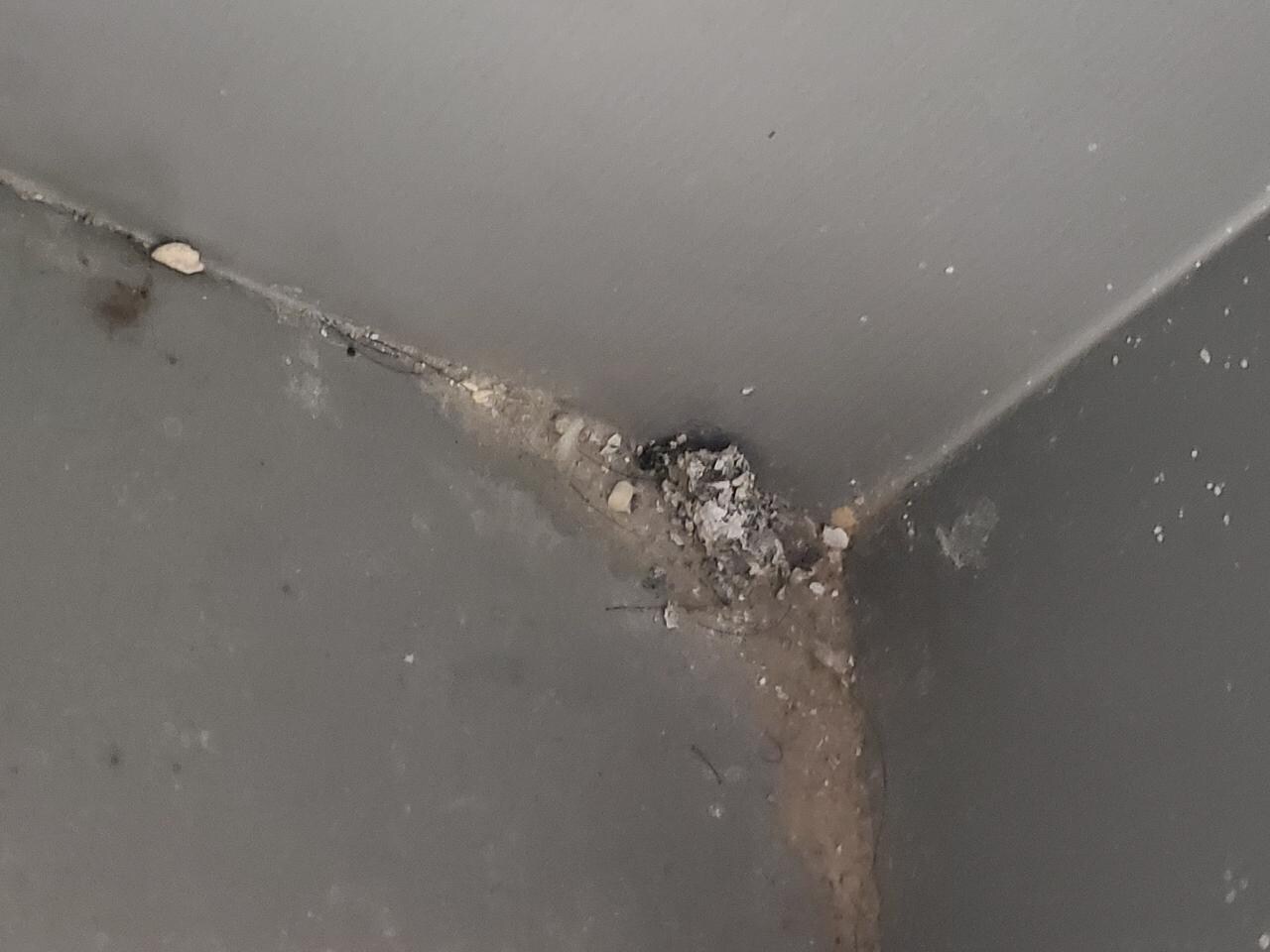 Dirt piled up in corners 
