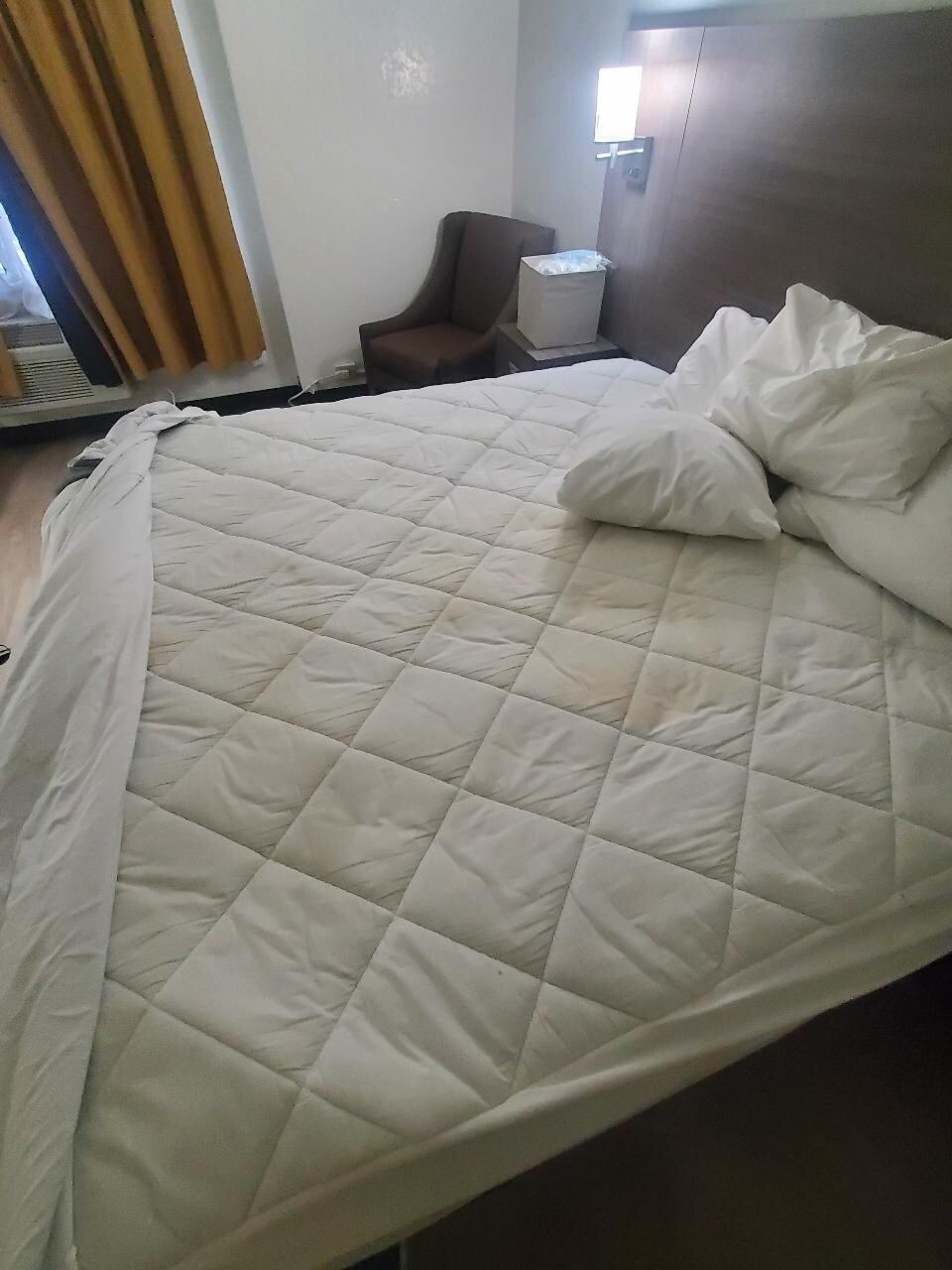 Another view of the urine stained sheets
