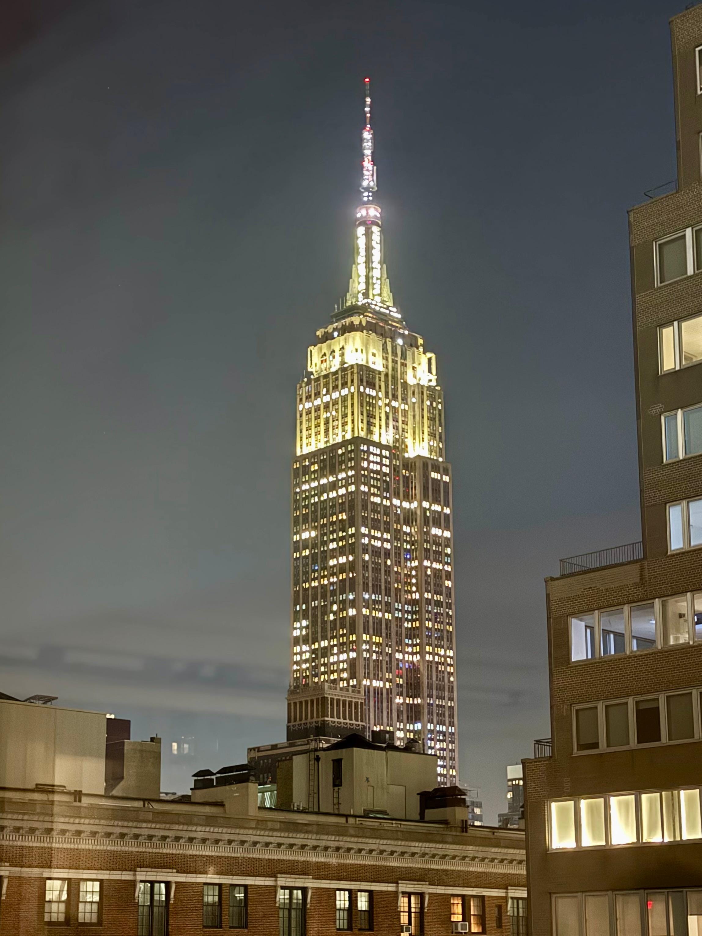 View from our room. Watching the building lights sparkle at the top of the hour. 