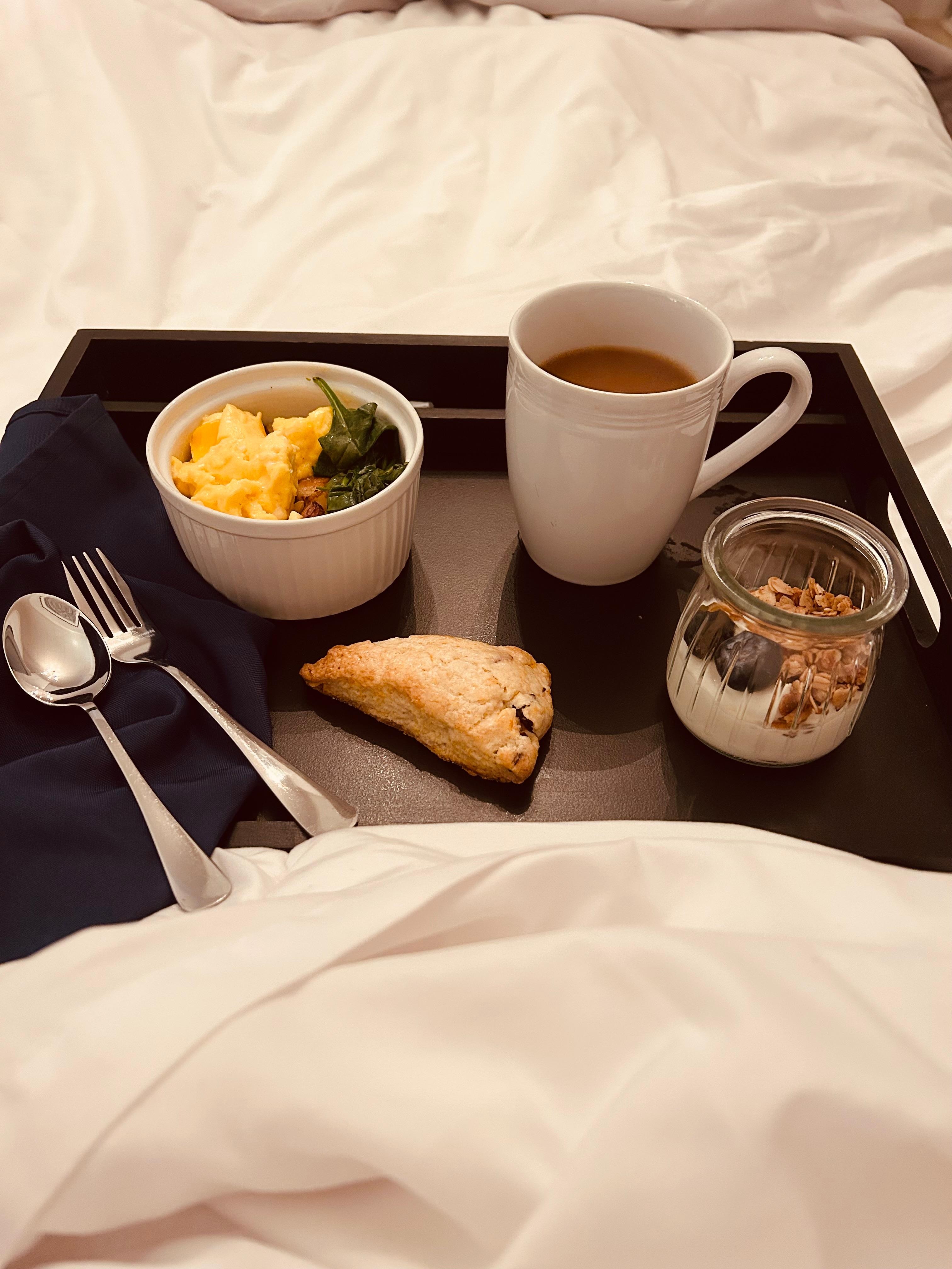 Morning picnic basket breakfast