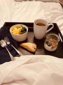 Morning picnic basket breakfast