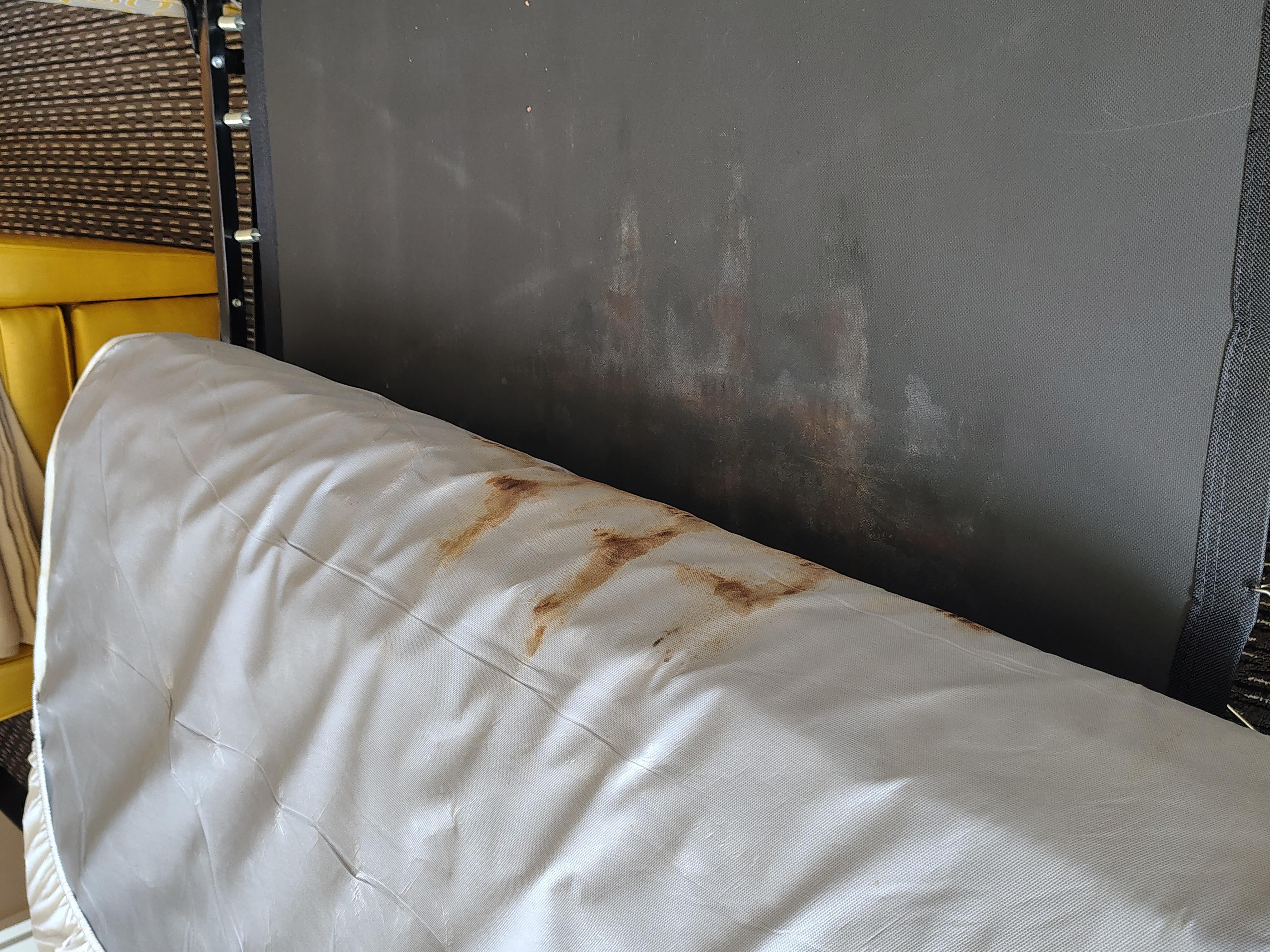 This is pull out couch bed out something really nasty on it could not move rooms