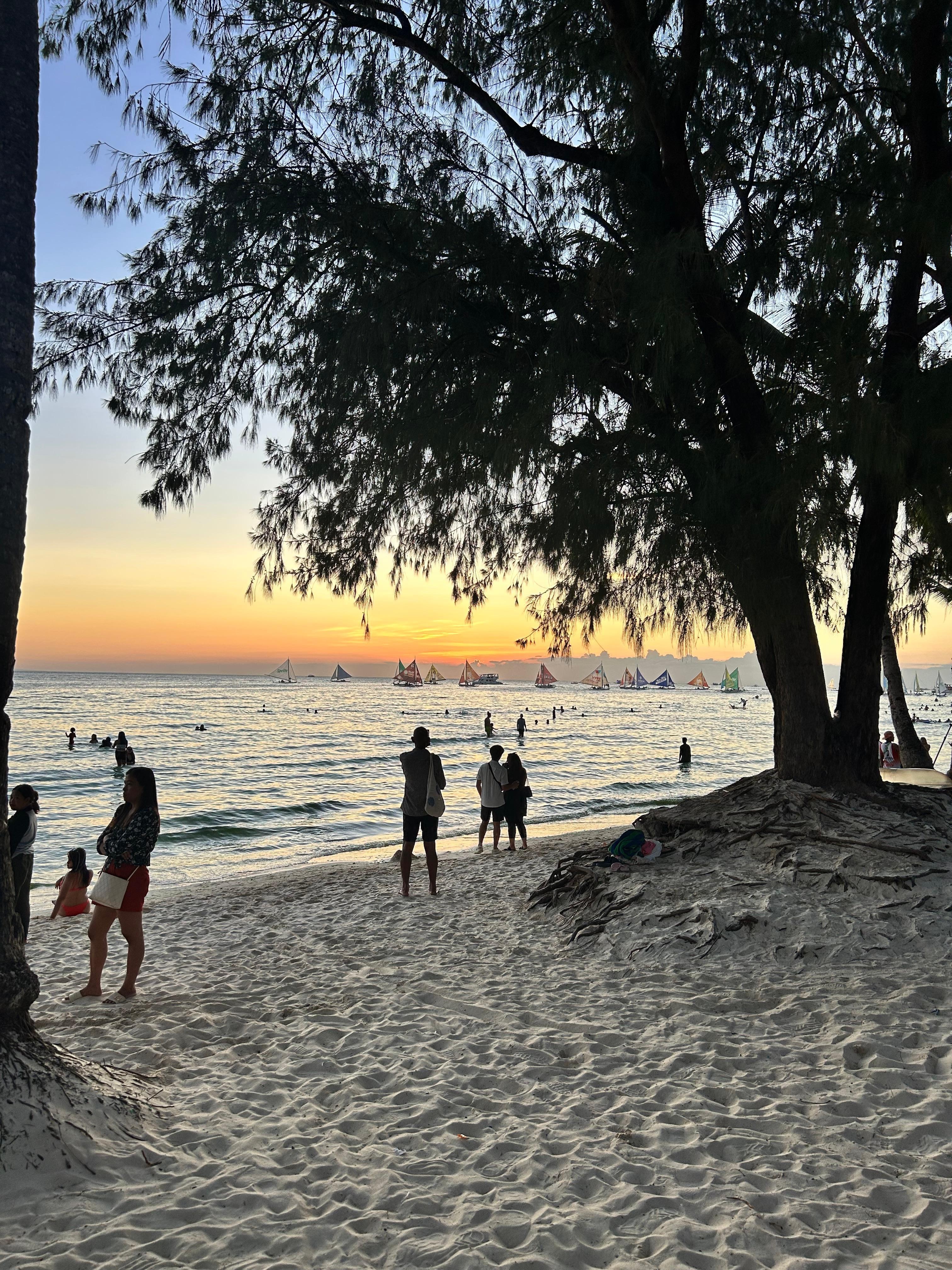 Sunset in front of the hotel