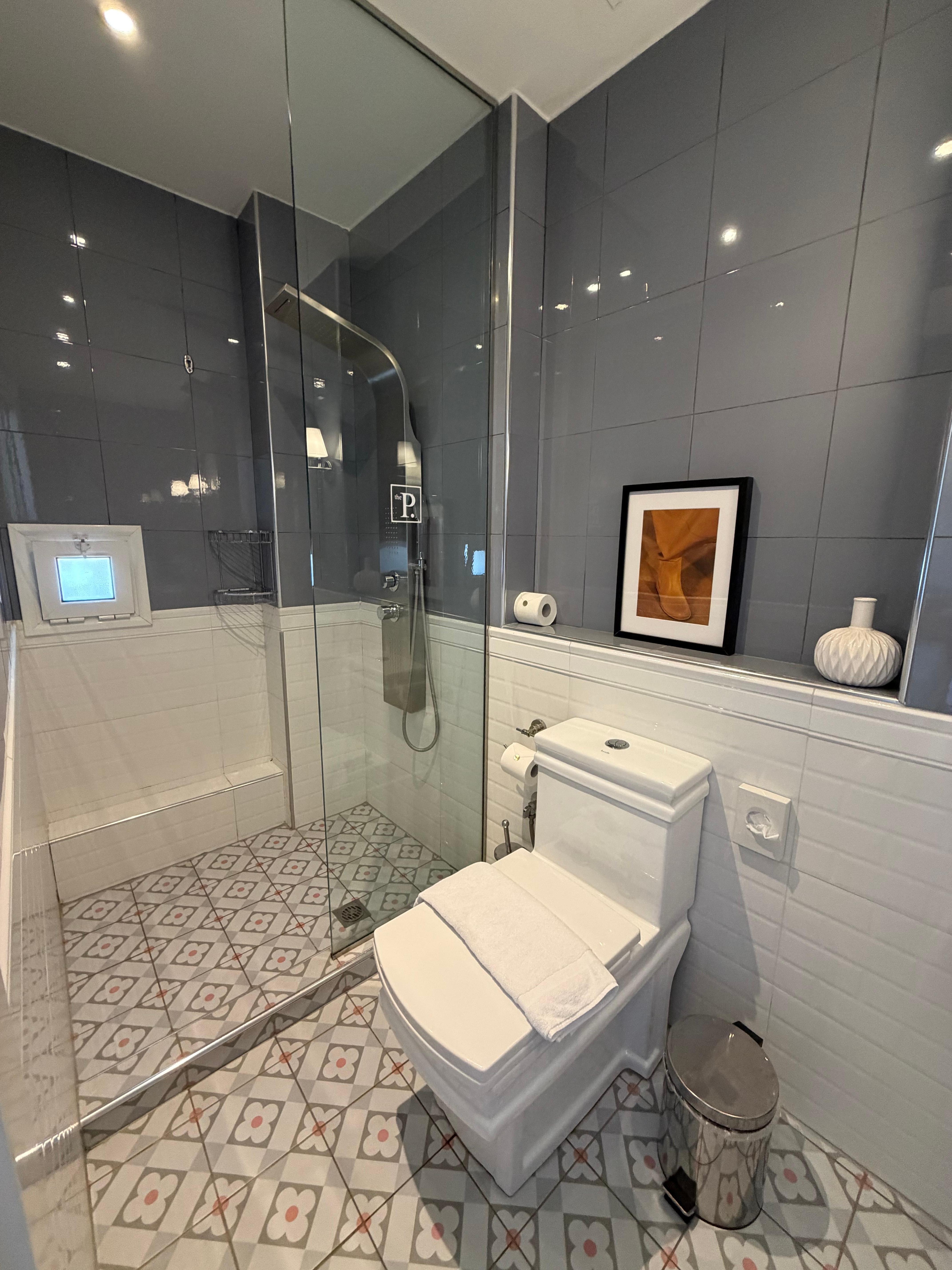 This bathroom is beautiful; however the drainage is very poor.