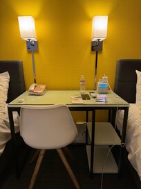 We couldn’t sleep because of the brightness of that little alarm clock. Also, it’s the only outlet that’s accessible for the room.