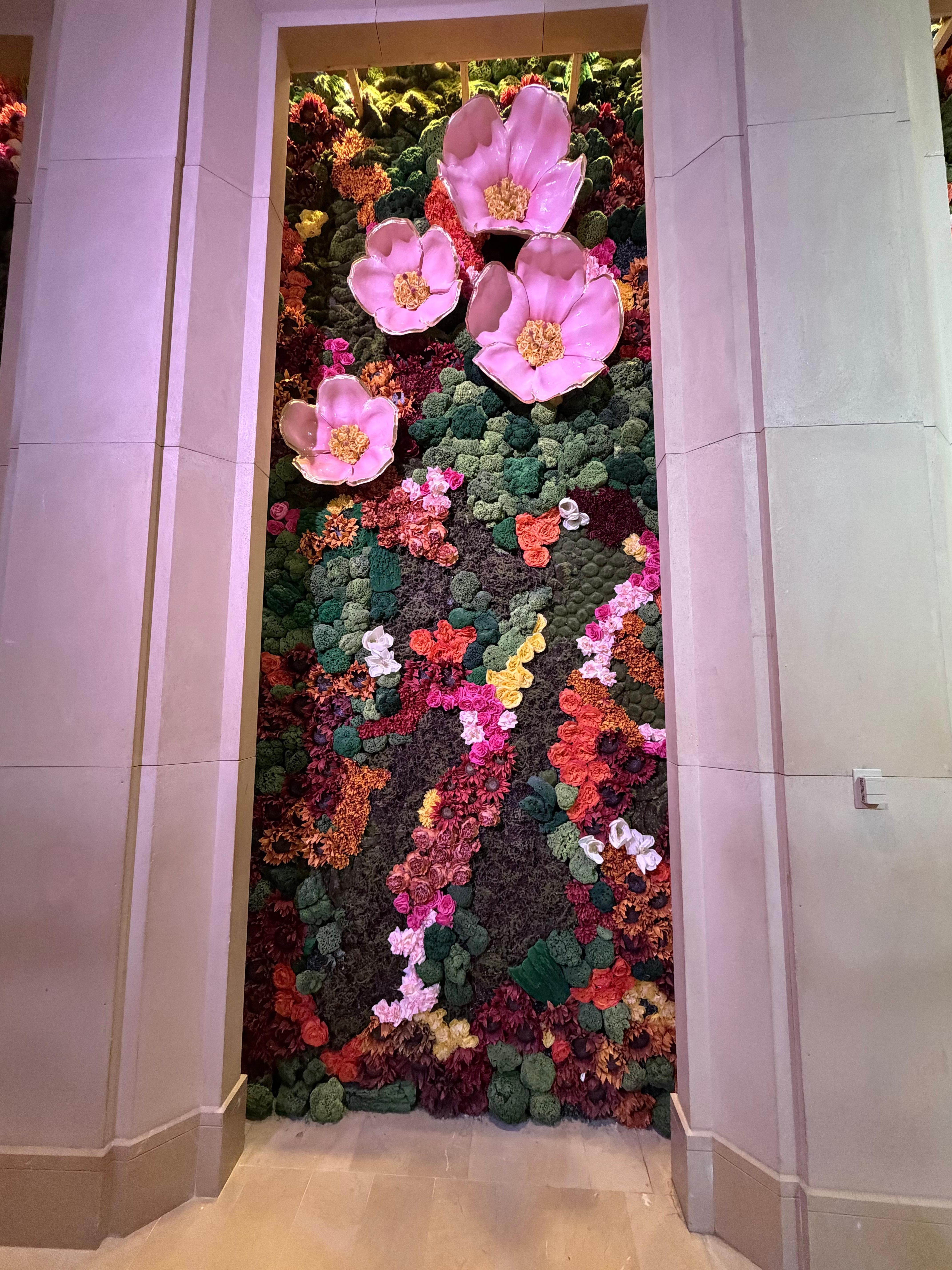 Gorgeous flower wall in the hotel lobby