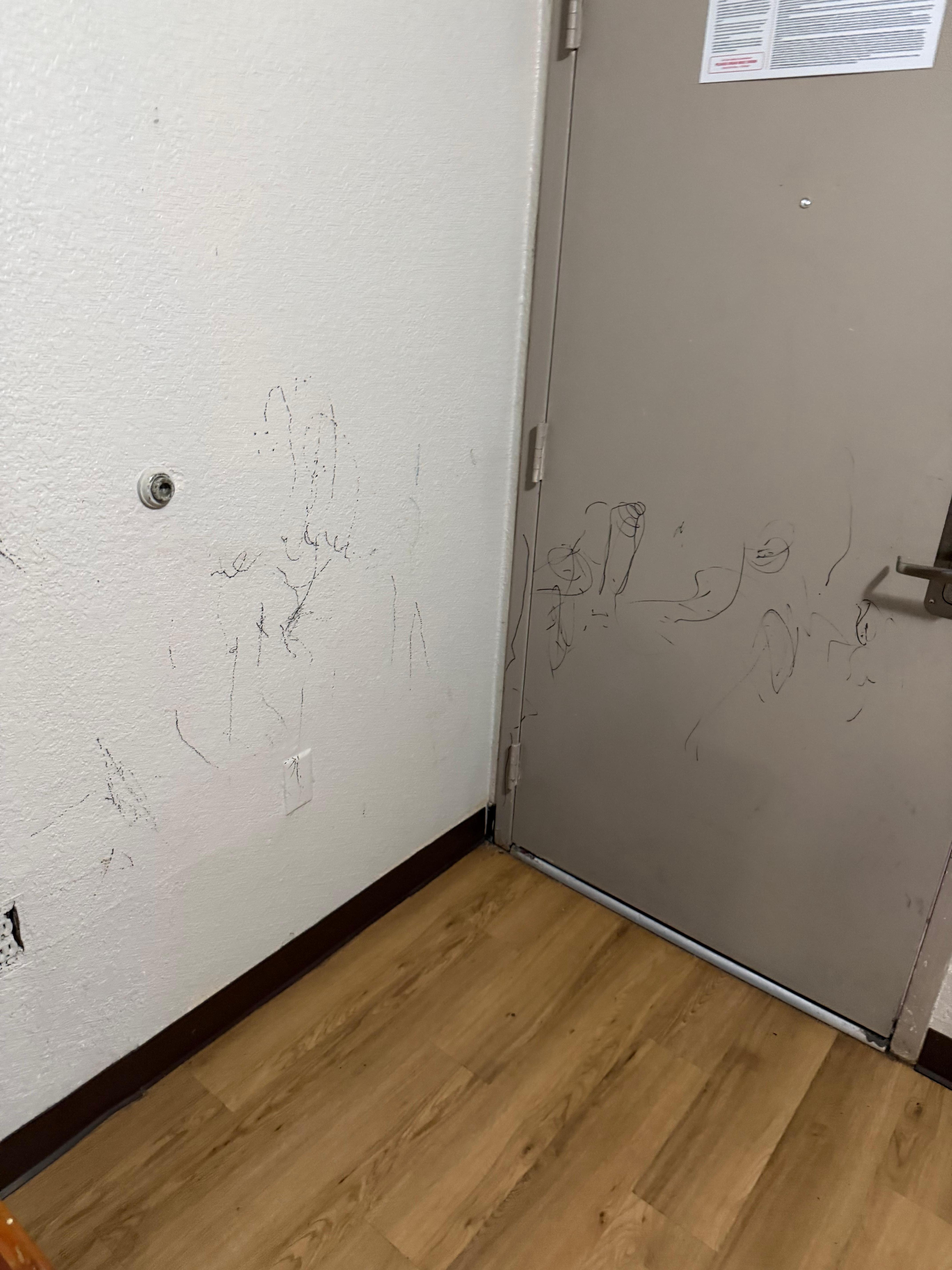 The door and wall written on 