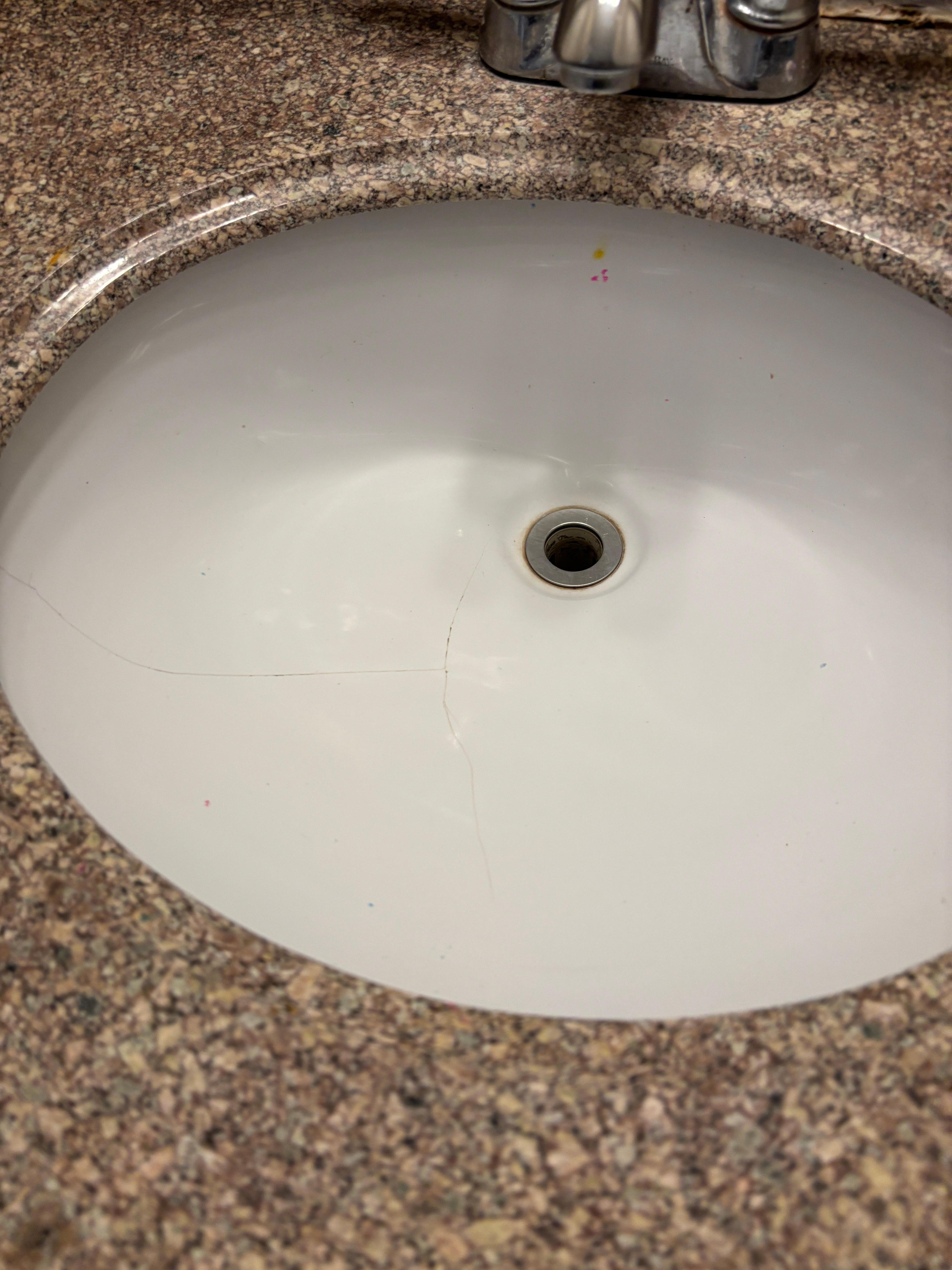 Cracked and stained sink