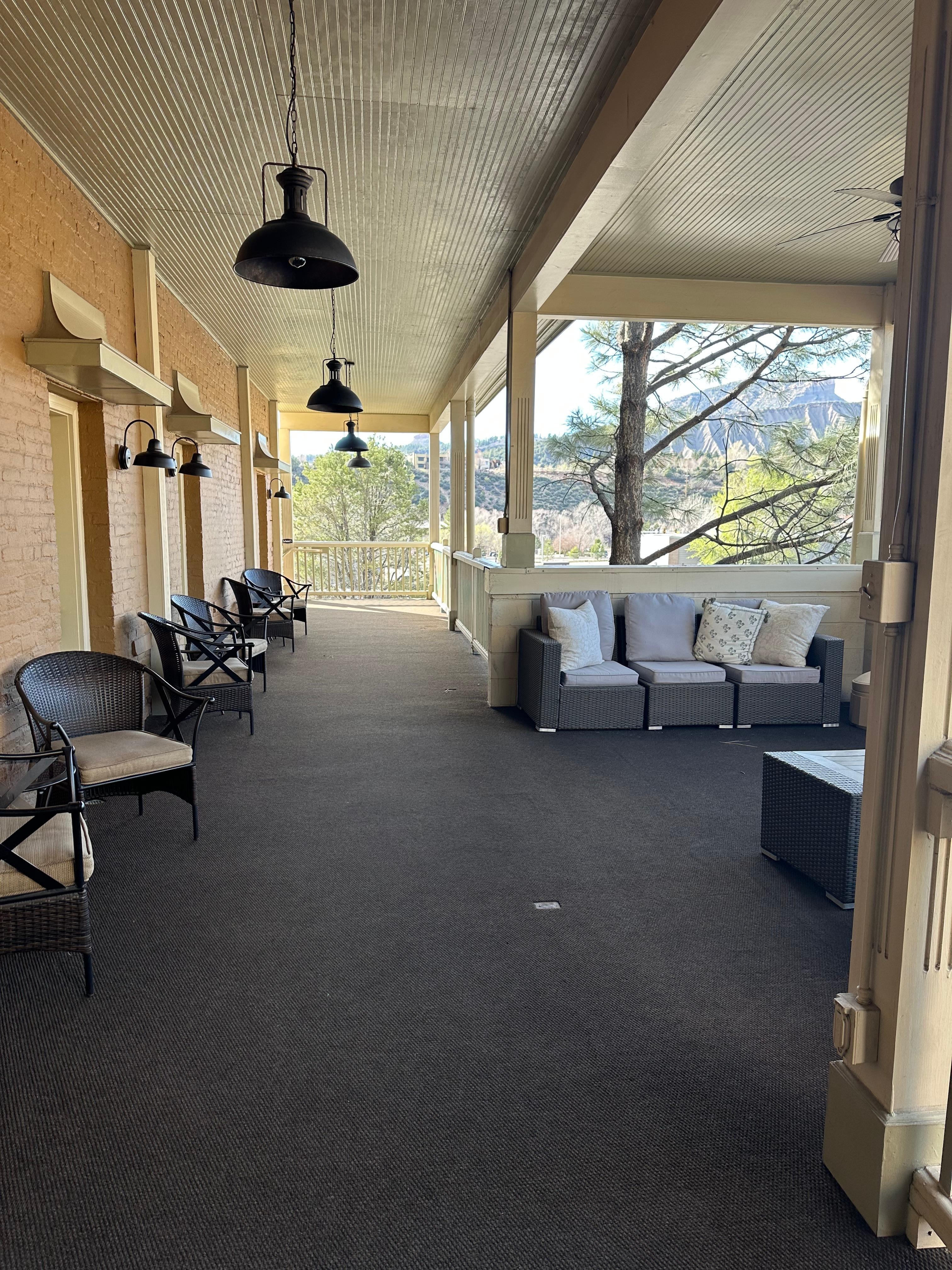 The outside patio of the second floor in the palace swing