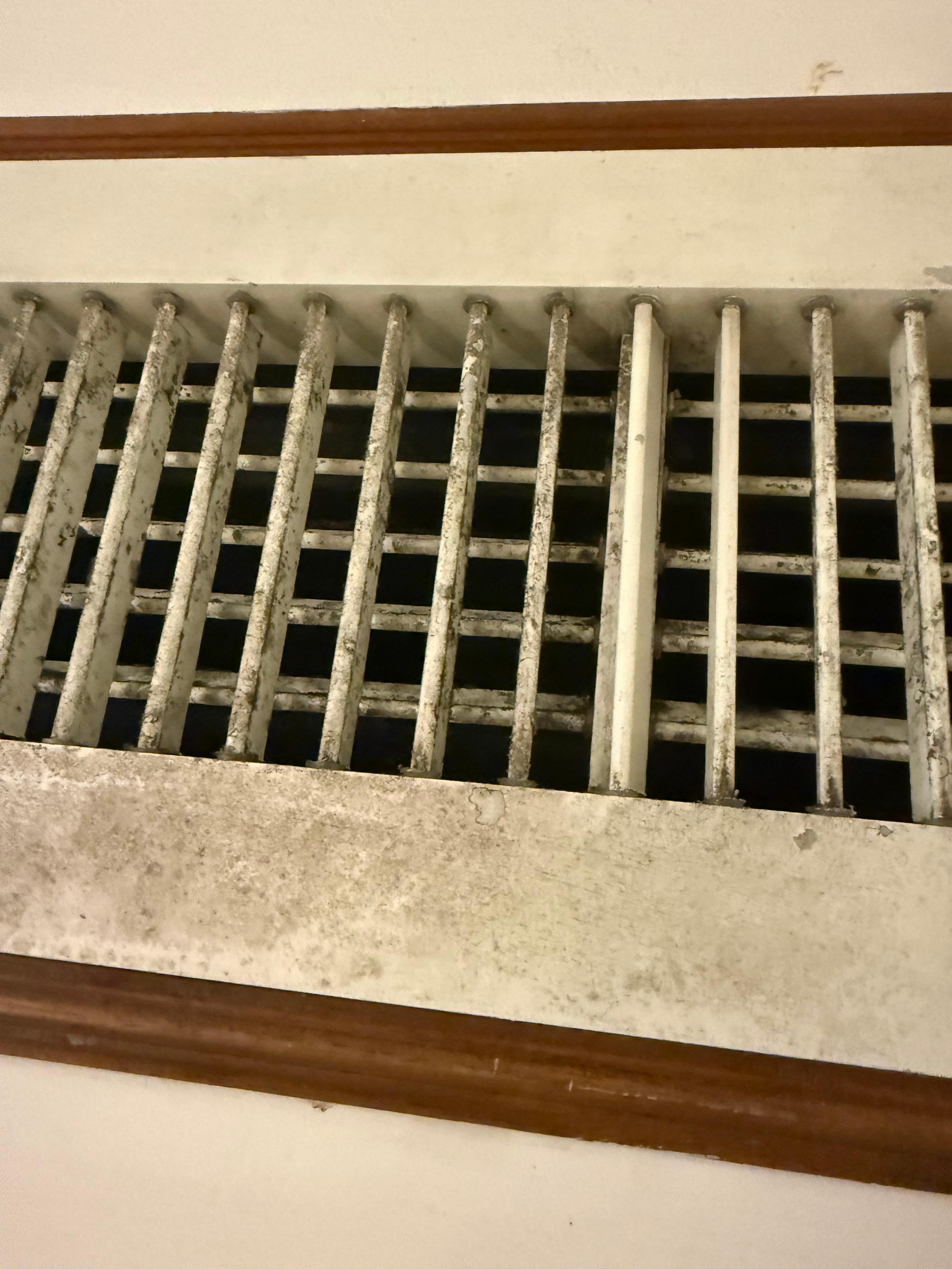 Close up of Dirty AC unit in room 