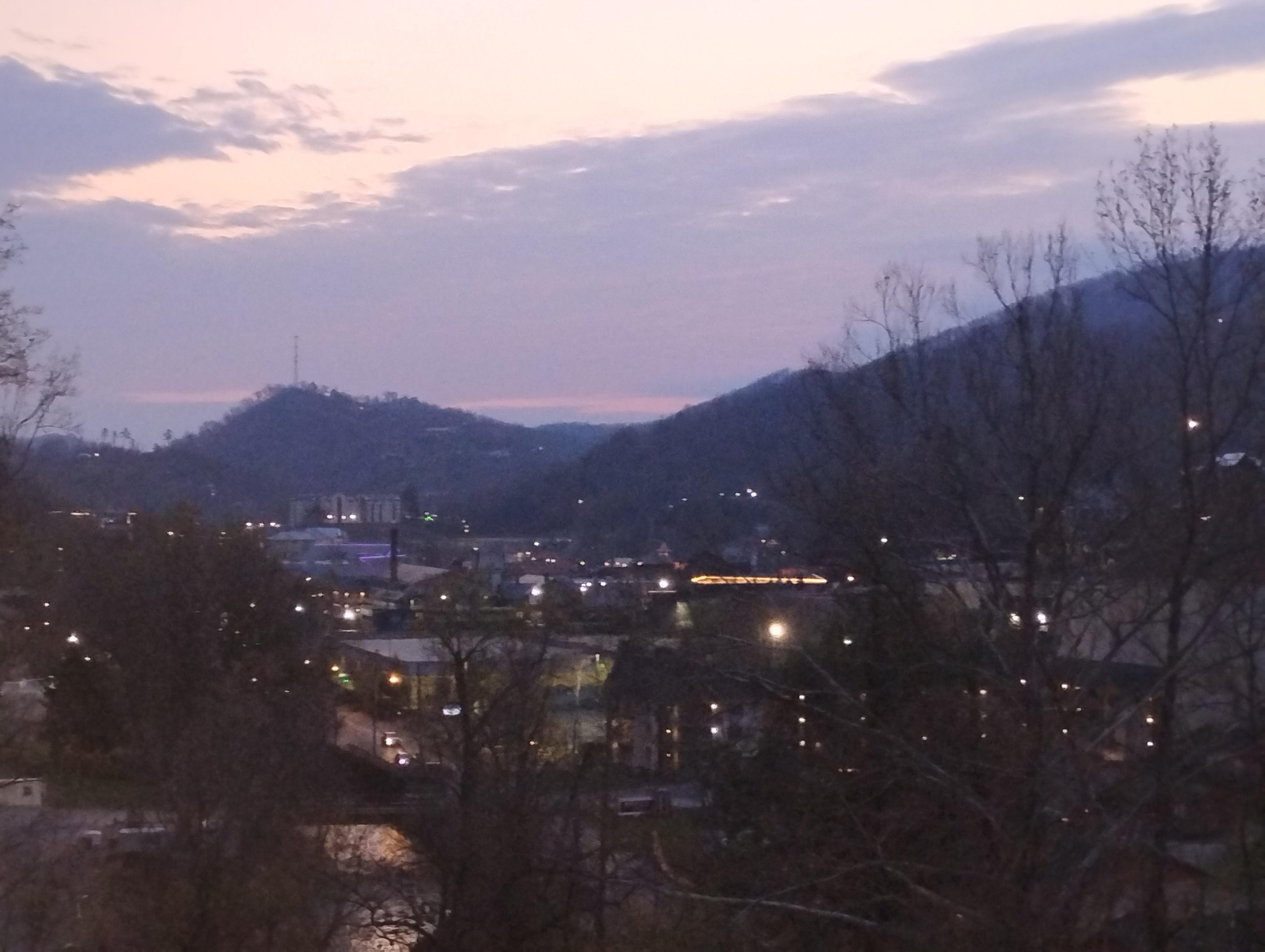 Looking out mountain view right before sun rise