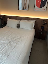 Comfy bed, ultra modern lights and buttons
