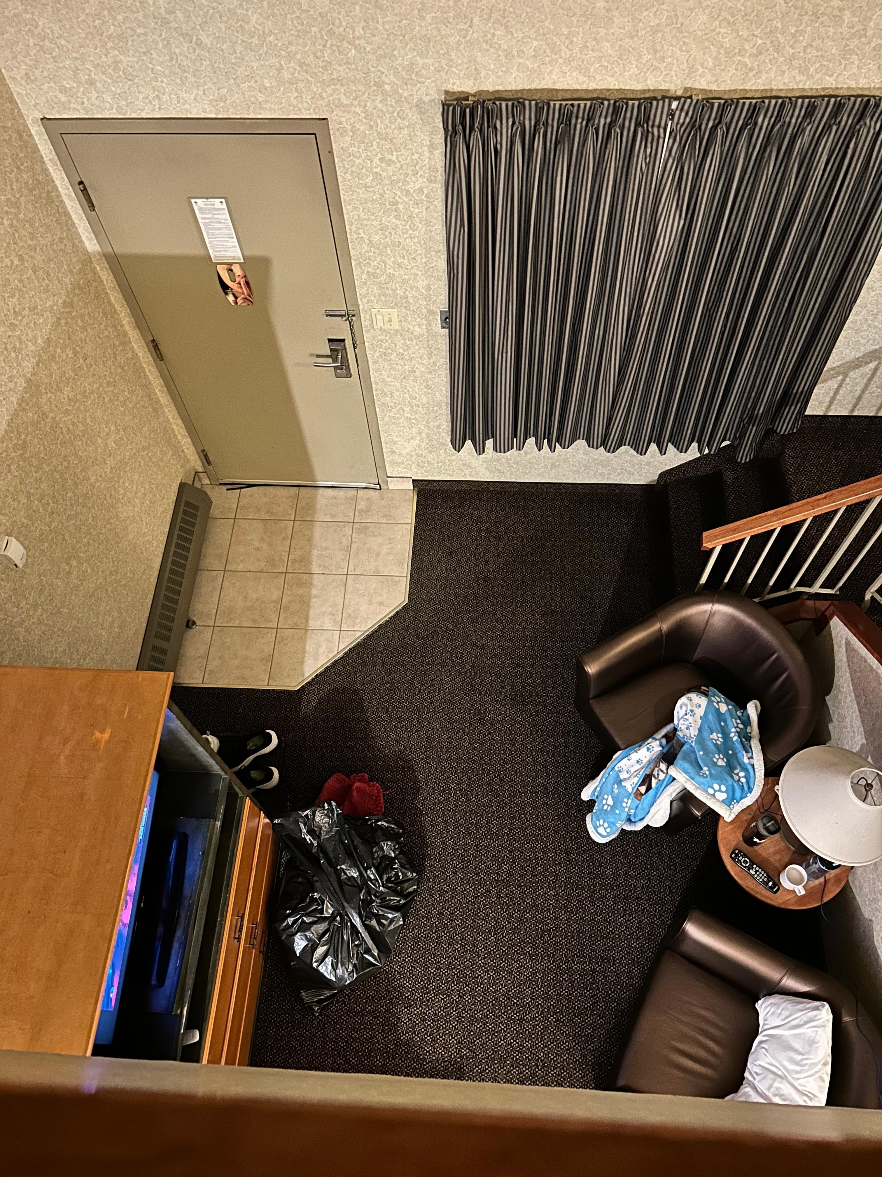 Looking down from loft 