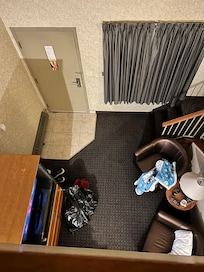 Looking down from loft