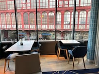 Train station view from the restaurant