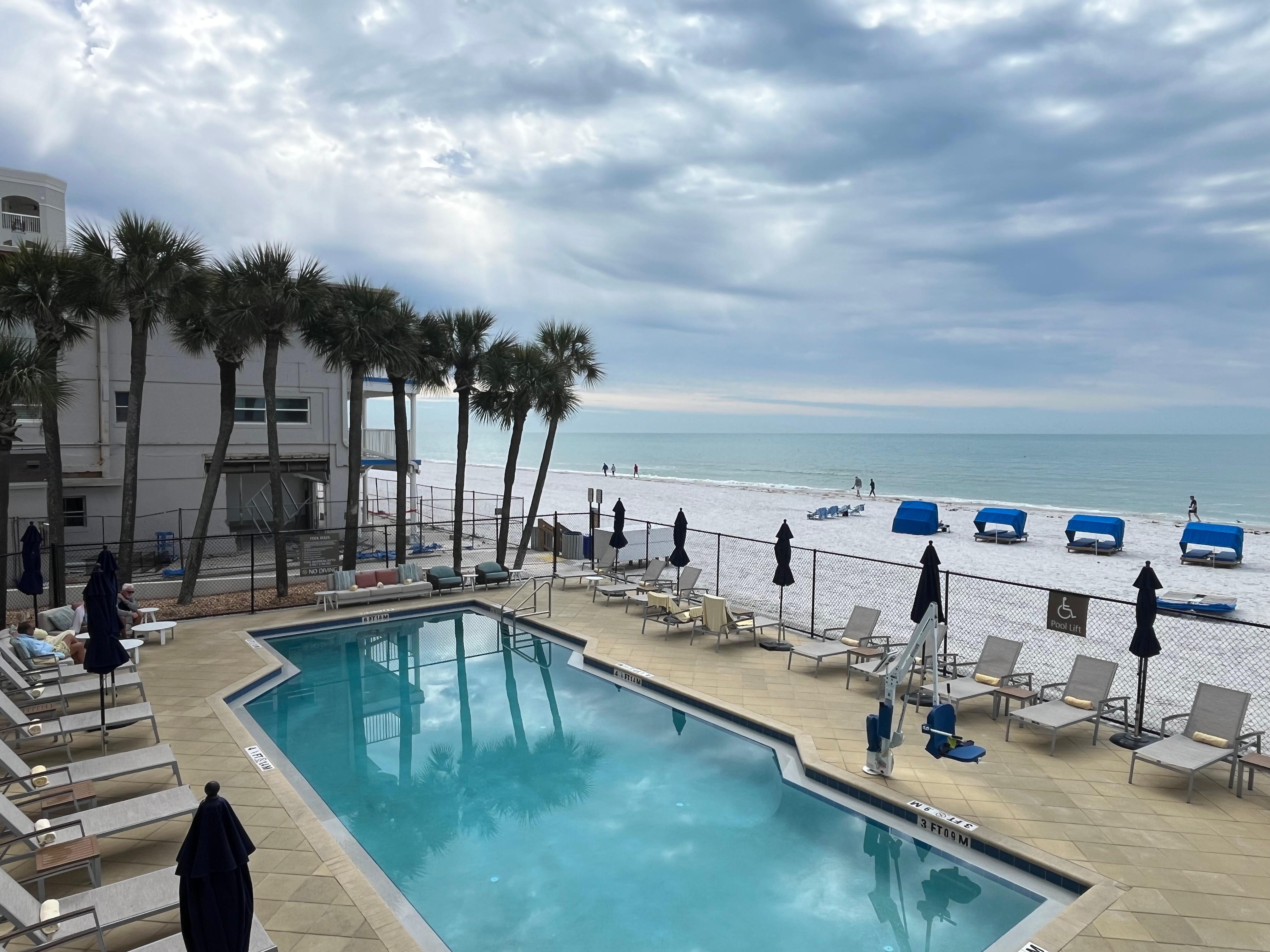 View of the pool from my balcony on the fifth floor