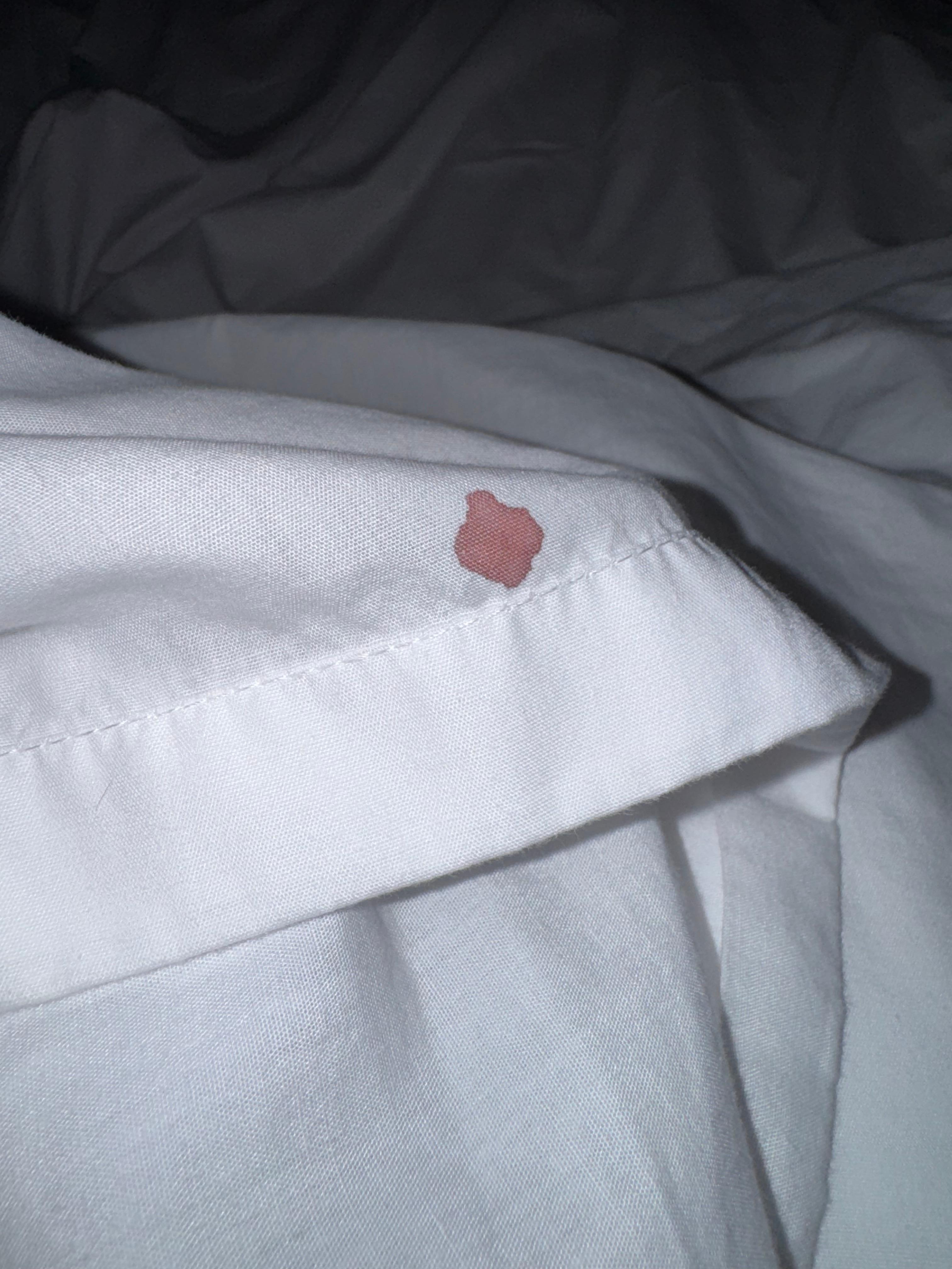 Blood stained sheets! Disgusting. 