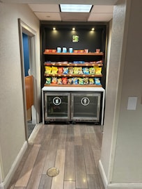 No vending machines but they did have a few items for sale.