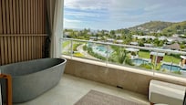 Balcony with soaking tub