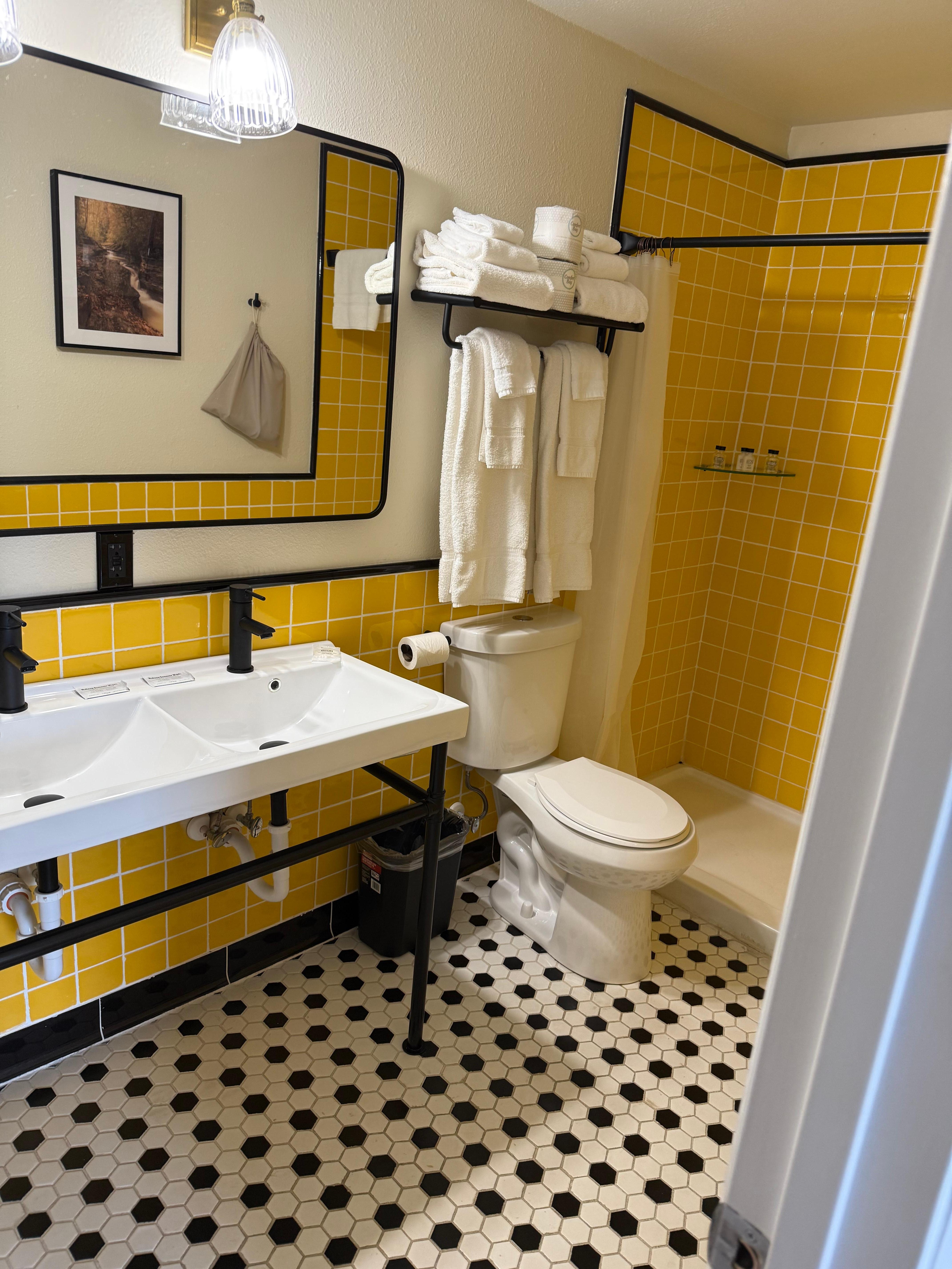 Love the beehive feel of the bathroom