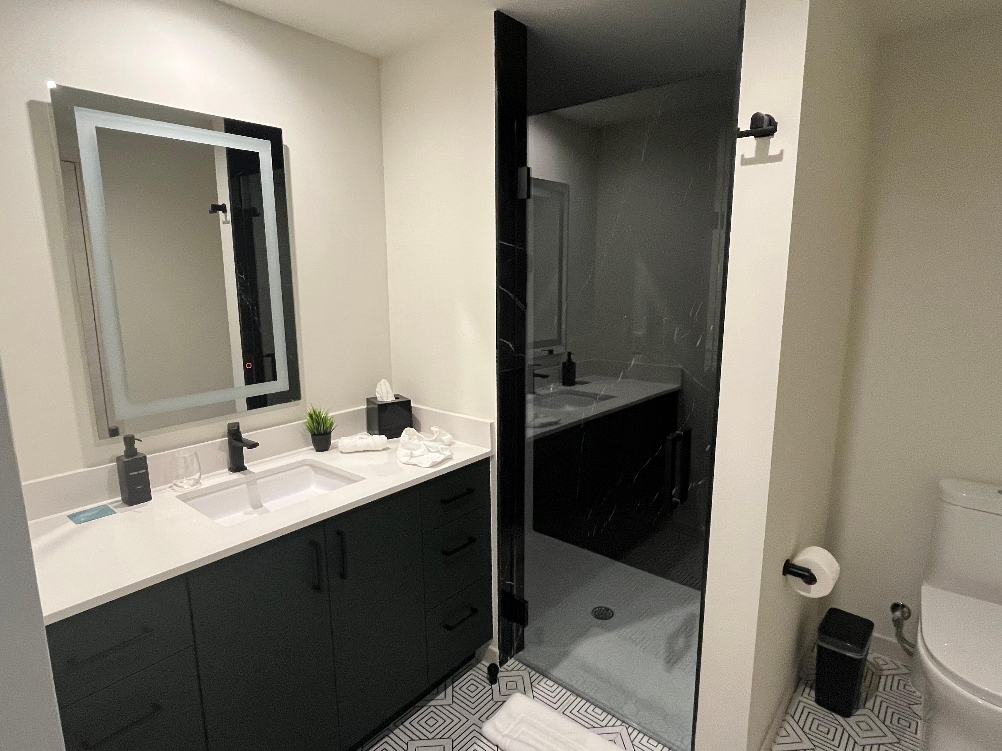 Nice bathroom, shower a little small 