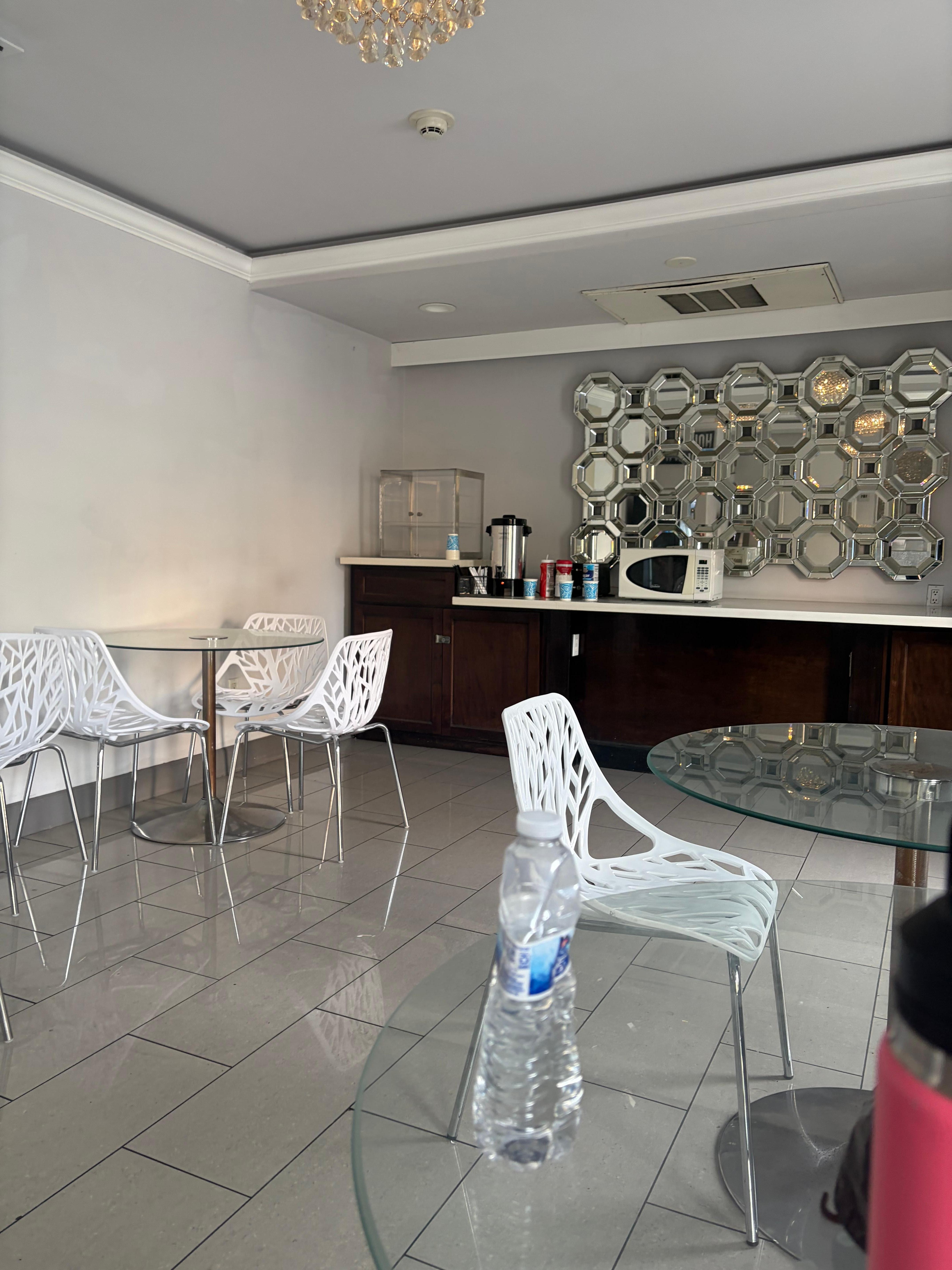 No breakfast, just instant coffee.