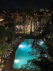 Pool area at night