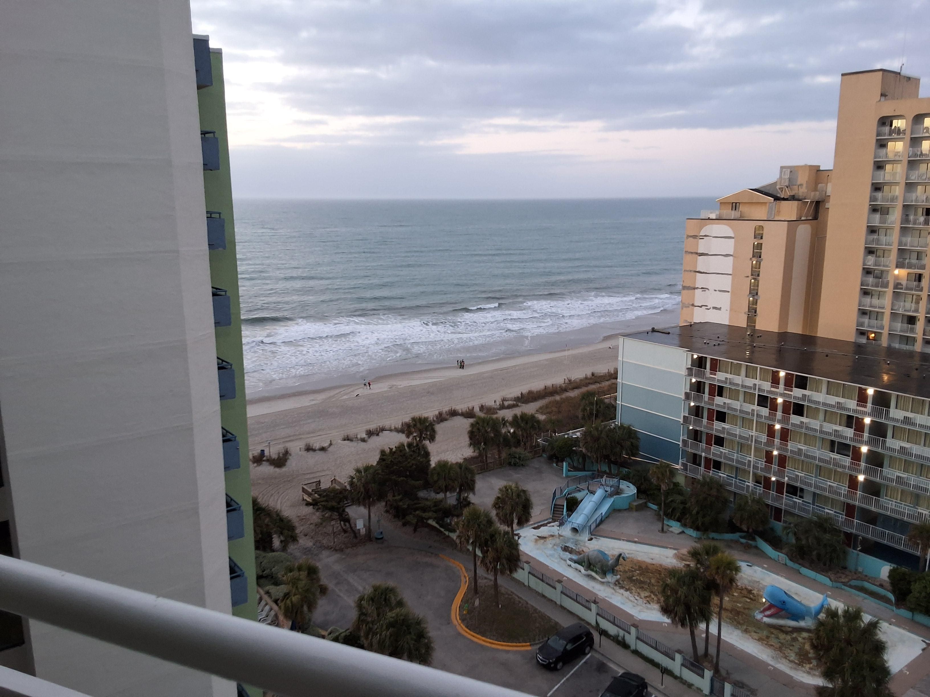 View of the beach from our balcony 