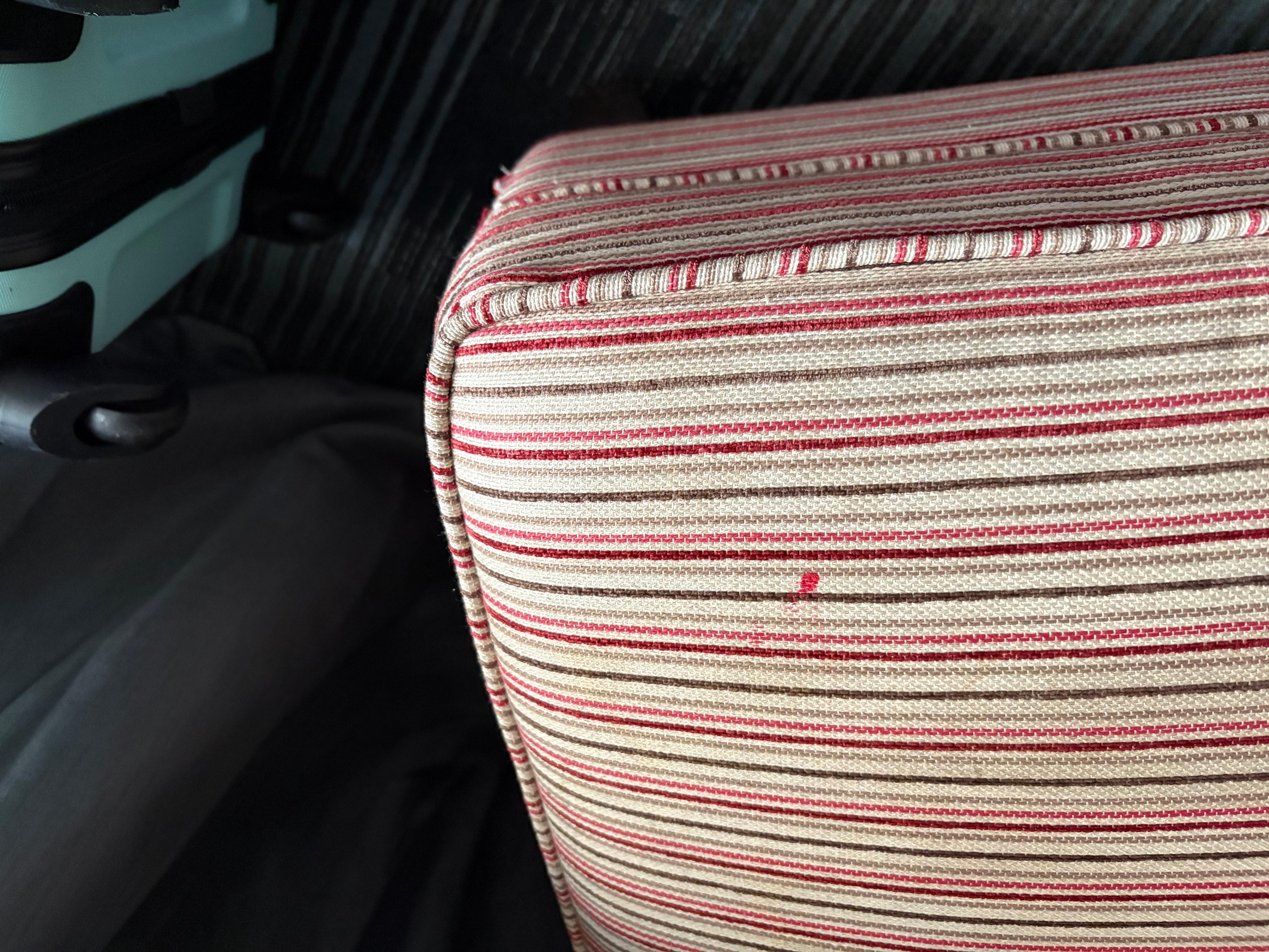 Nail polish on the chair and pee stains 