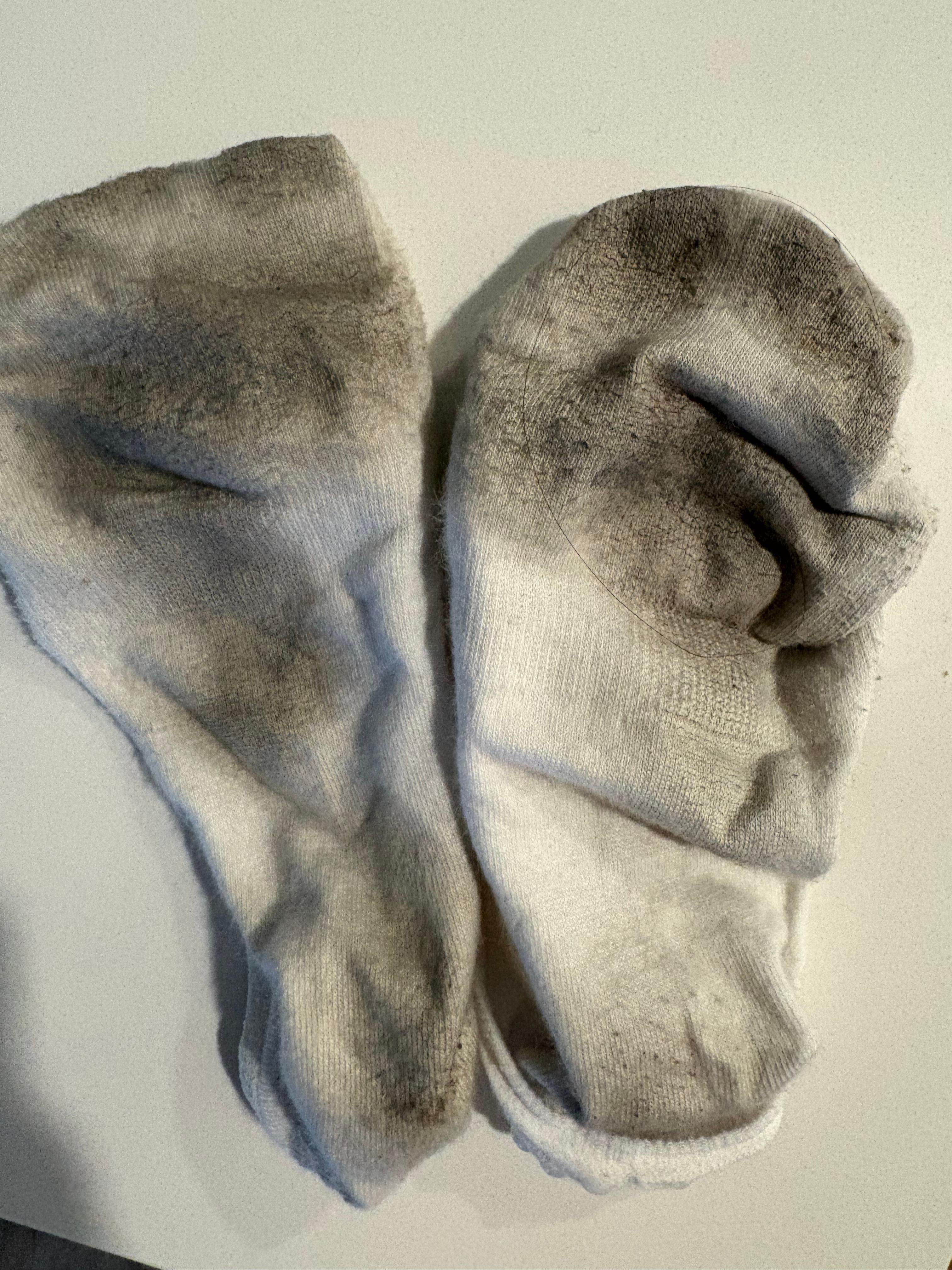 Our socks after stepping on the ground