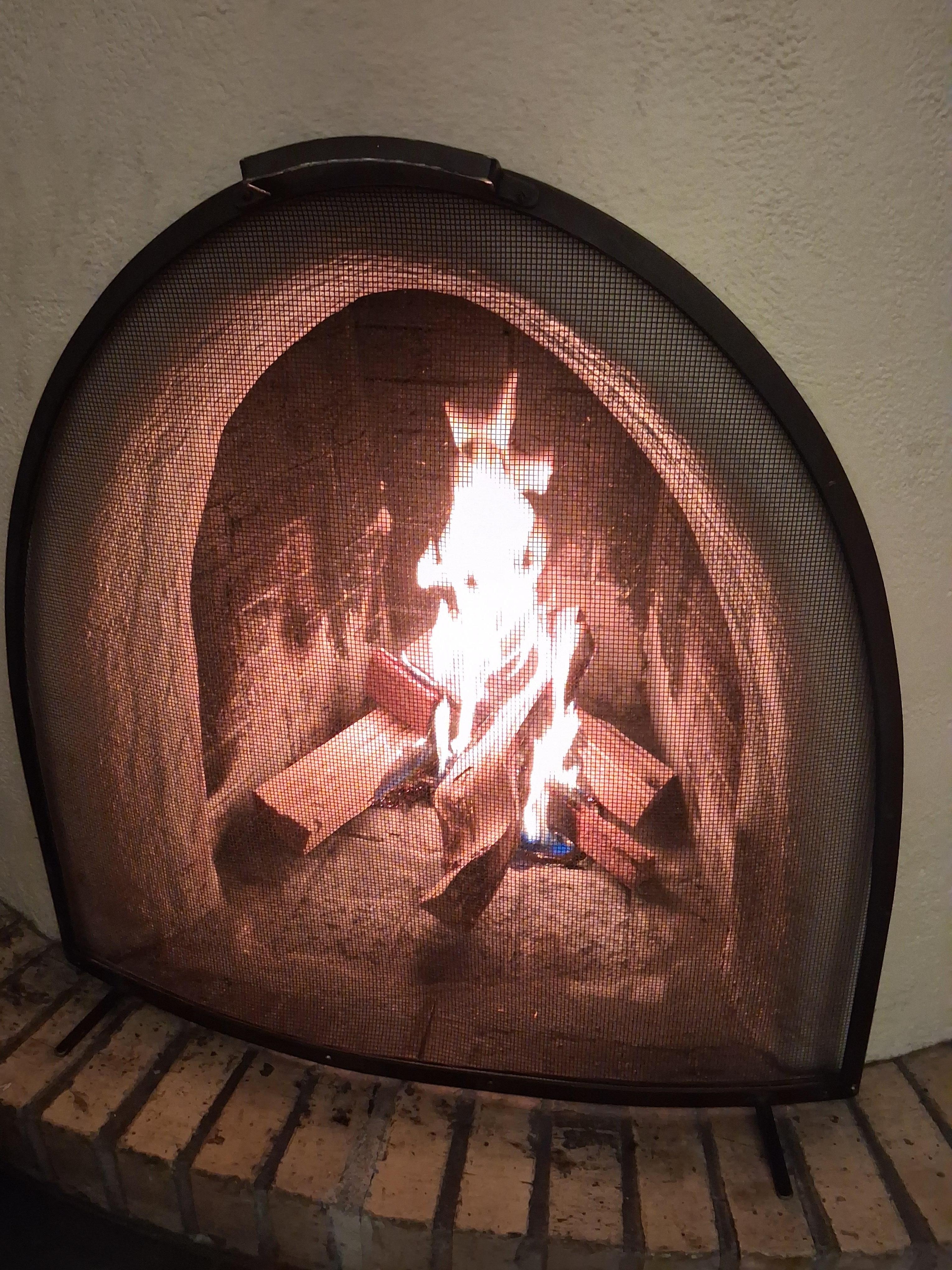 Enjoying the Fireplace in my room for the evening. 