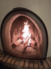 Enjoying the Fireplace in my room for the evening.