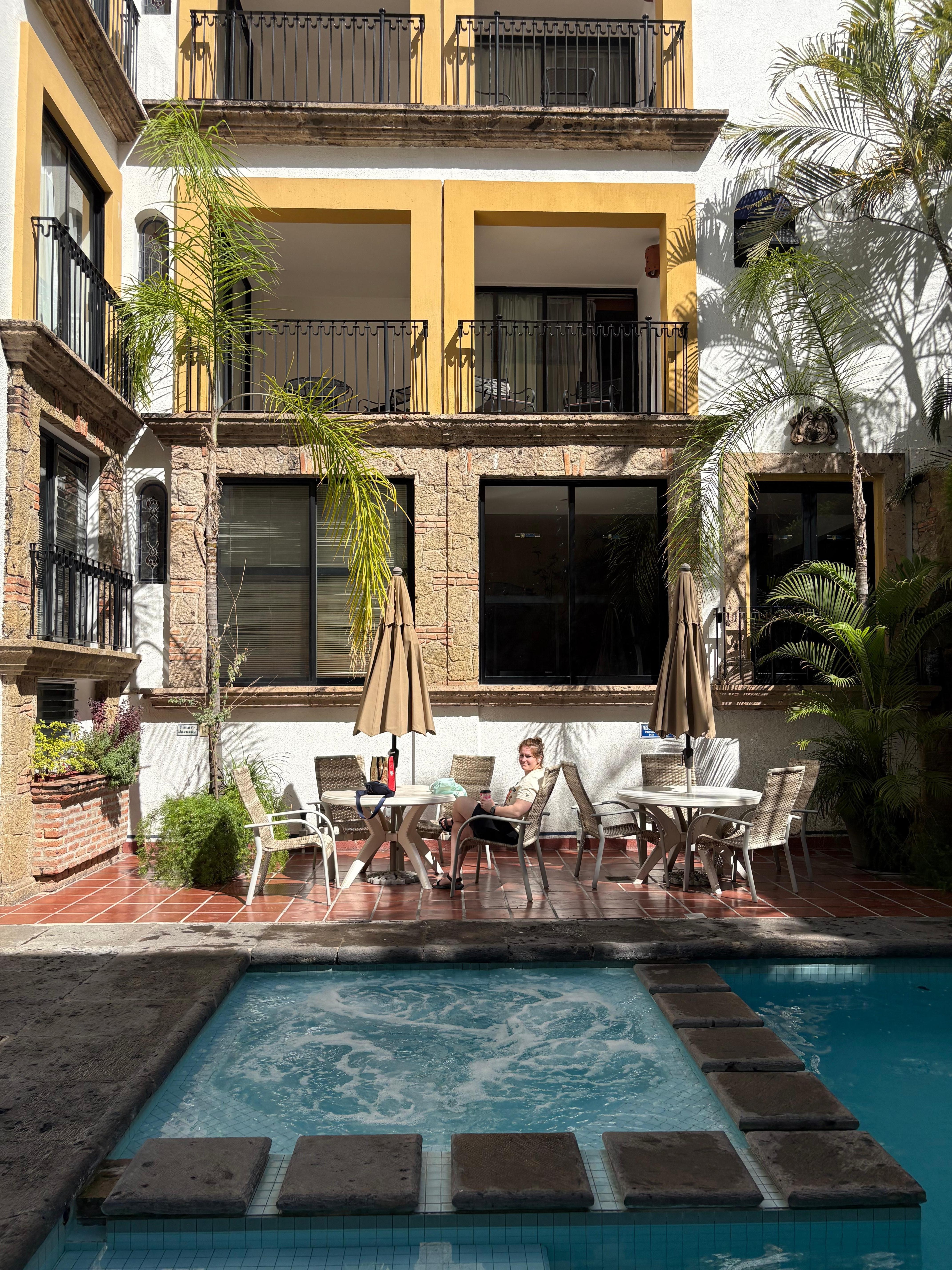 Coffee by the pool in the morning 