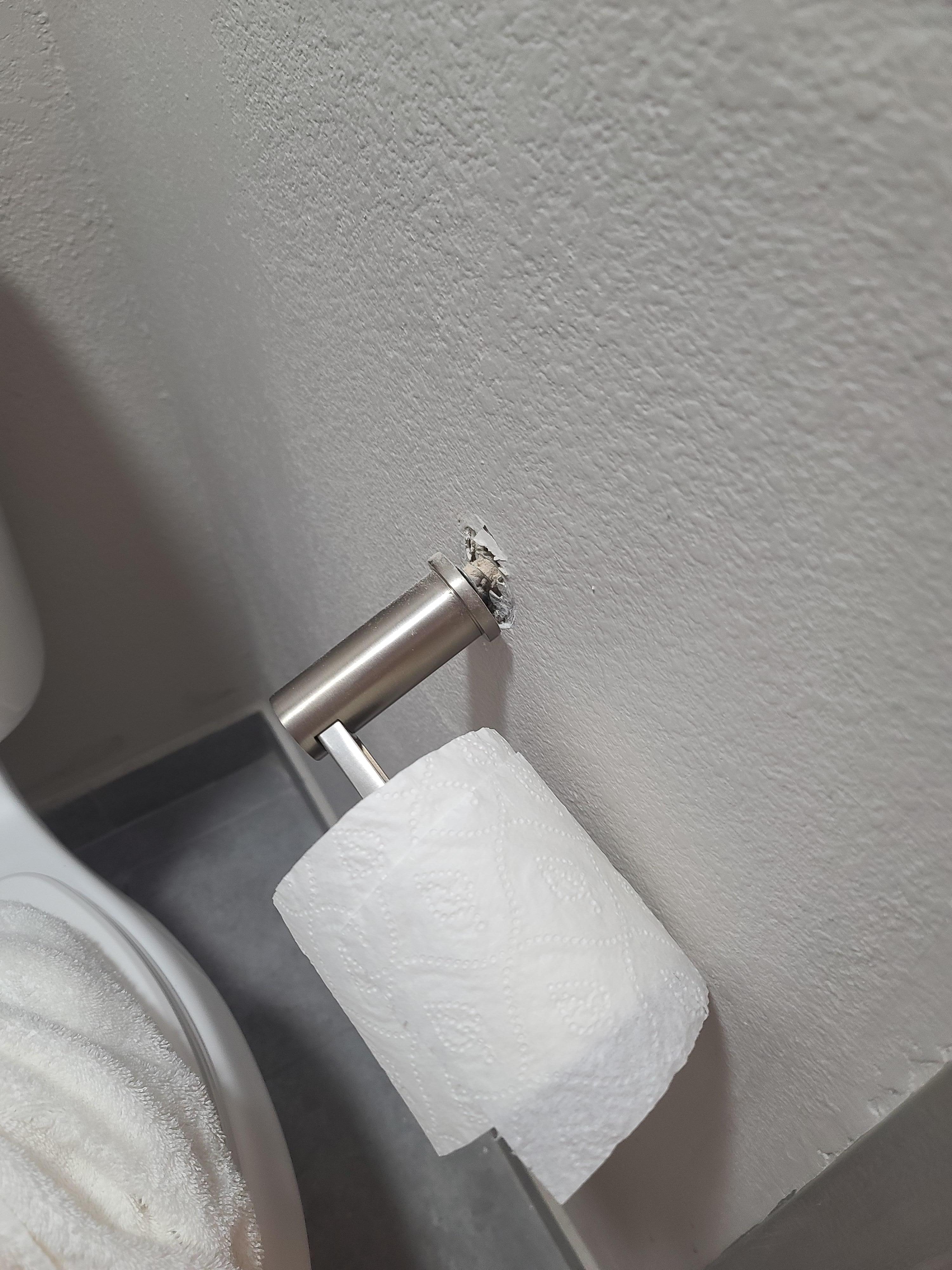 Toilet paper roll in the bathroom was found ripped off. Just like this when we checked in.