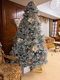 クリスマスの為、ツリーや装飾品がありました