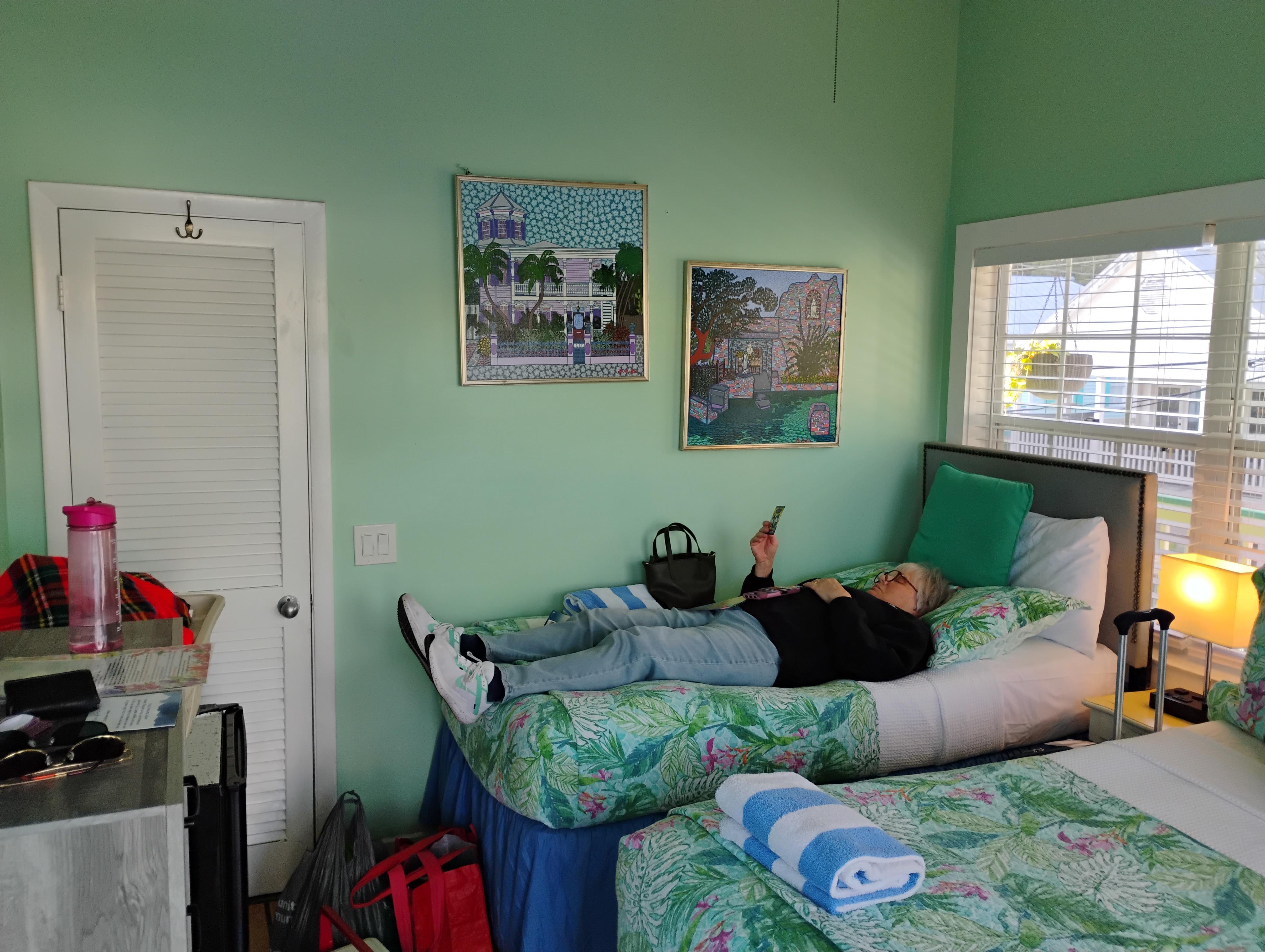 Although the room appeared small, the use of bed lifts really helped in getting suitcases under the beds and out of the way.