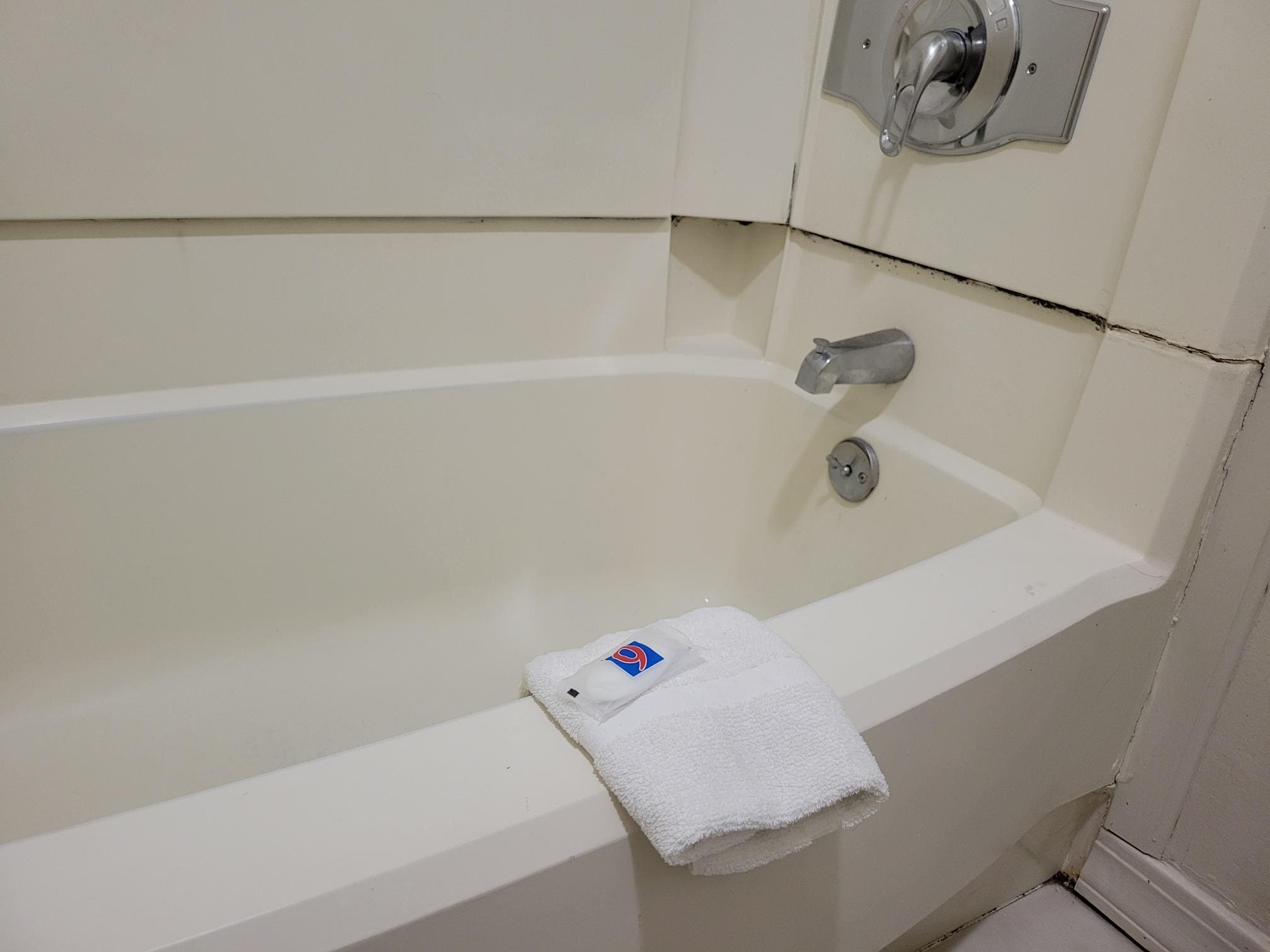 Mold throughout the bathroom.