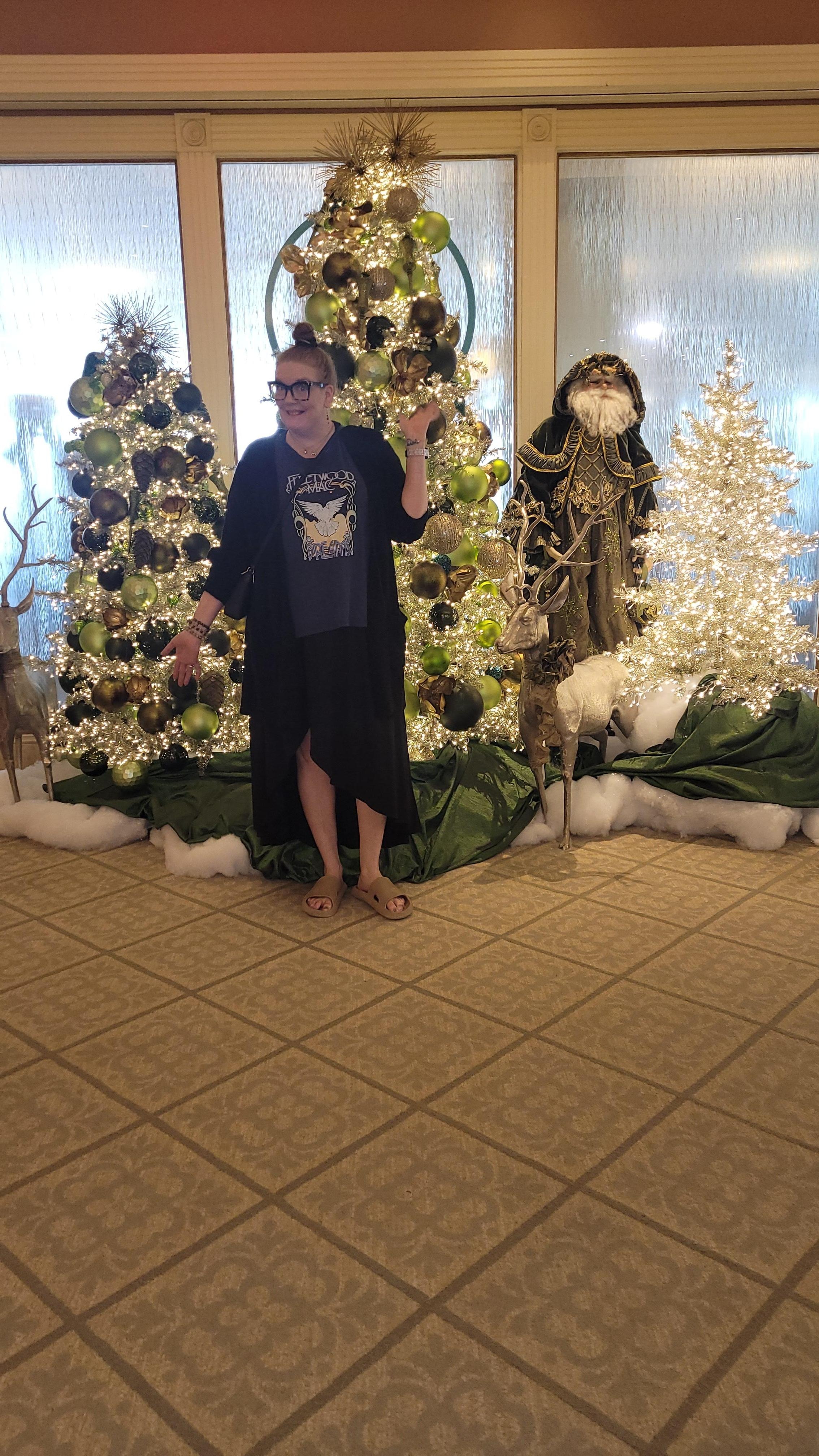 Enjoying the decorations 