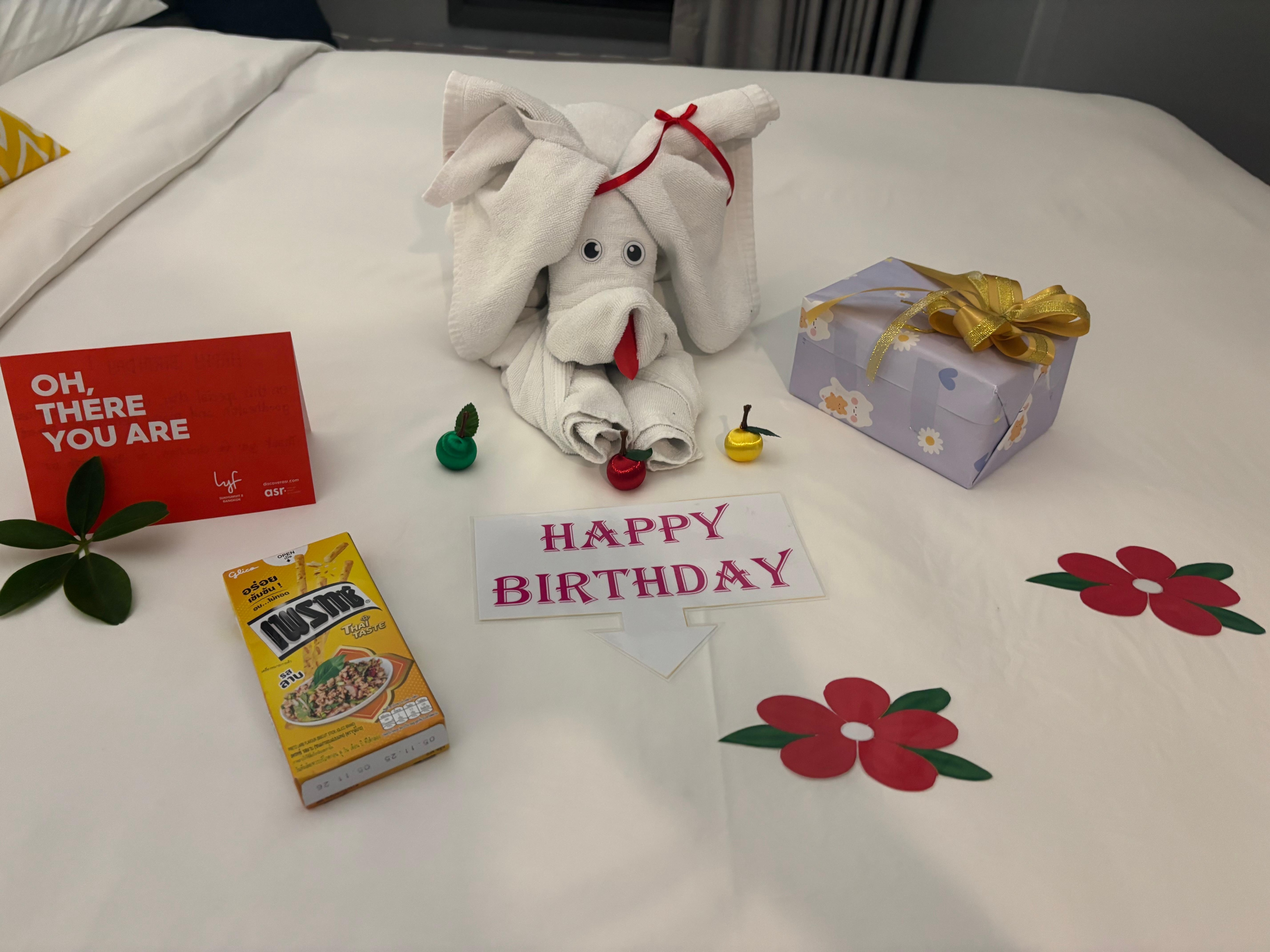 生日當天旅館人員準備的surprise!