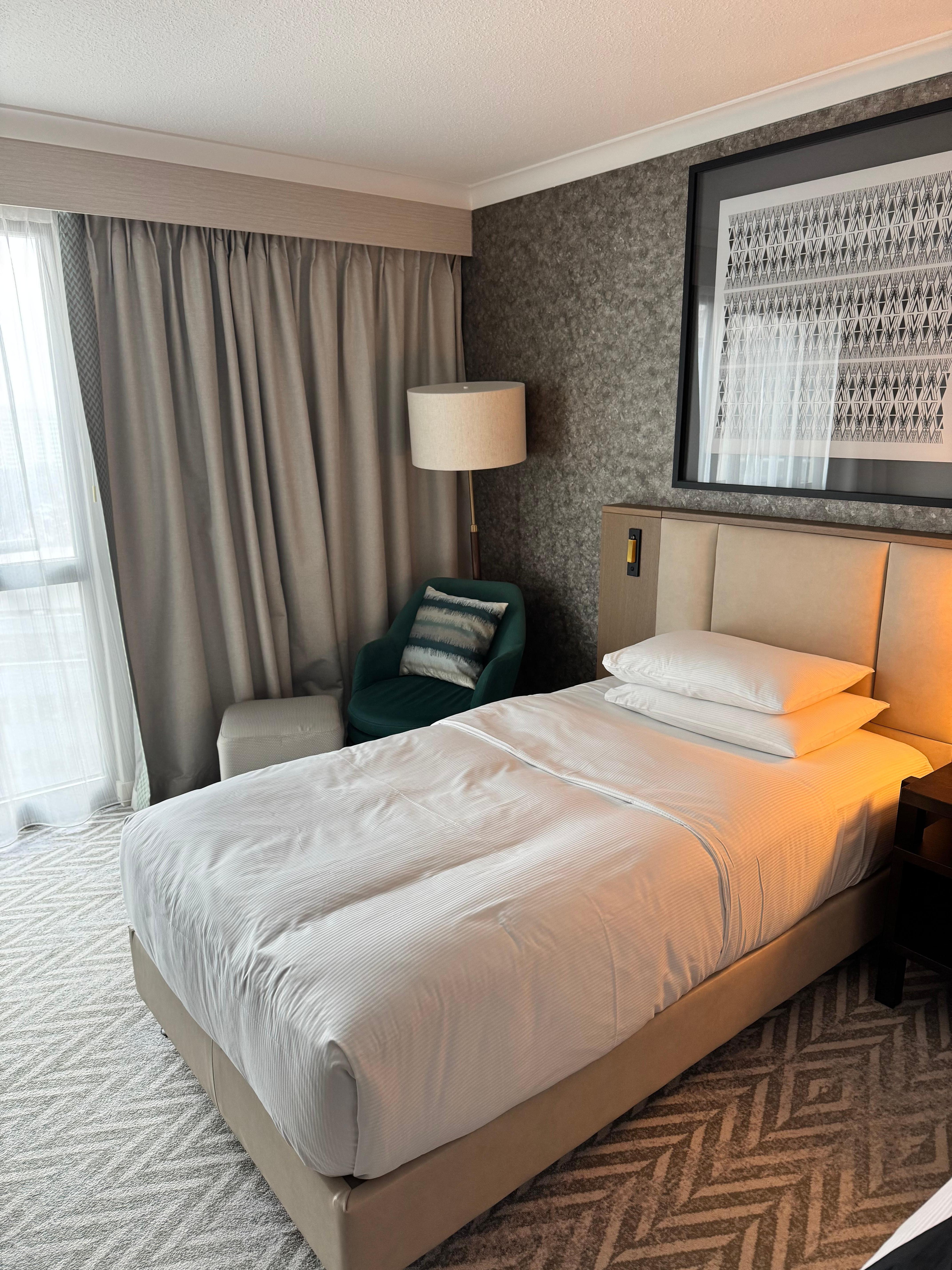 Vue d'un des lits (j'avais déposé mes sacs dessus avant de prendre la photo)